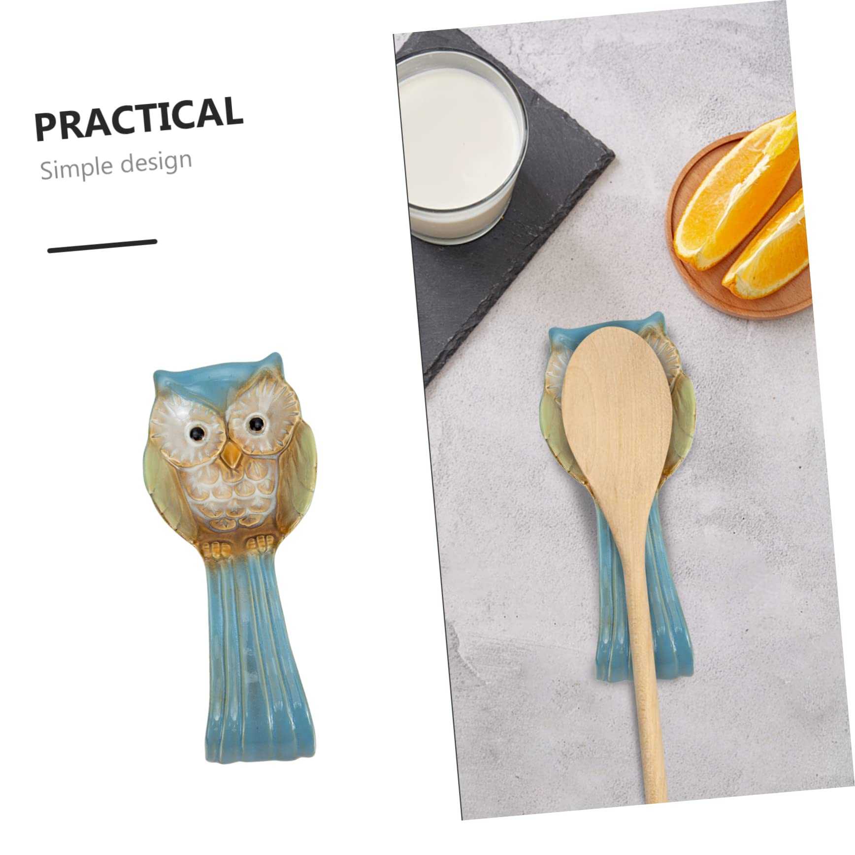Yardwe Owl Spoon Holder Decorating Tools Buffet Serving Utensils Soup Spoons Ceramic Utensil Rest Dish Ceramic Ladle Rest Owl Spoon Rest Ceramic Scoop Holders Ceramic Spoon Rest Blue Fork