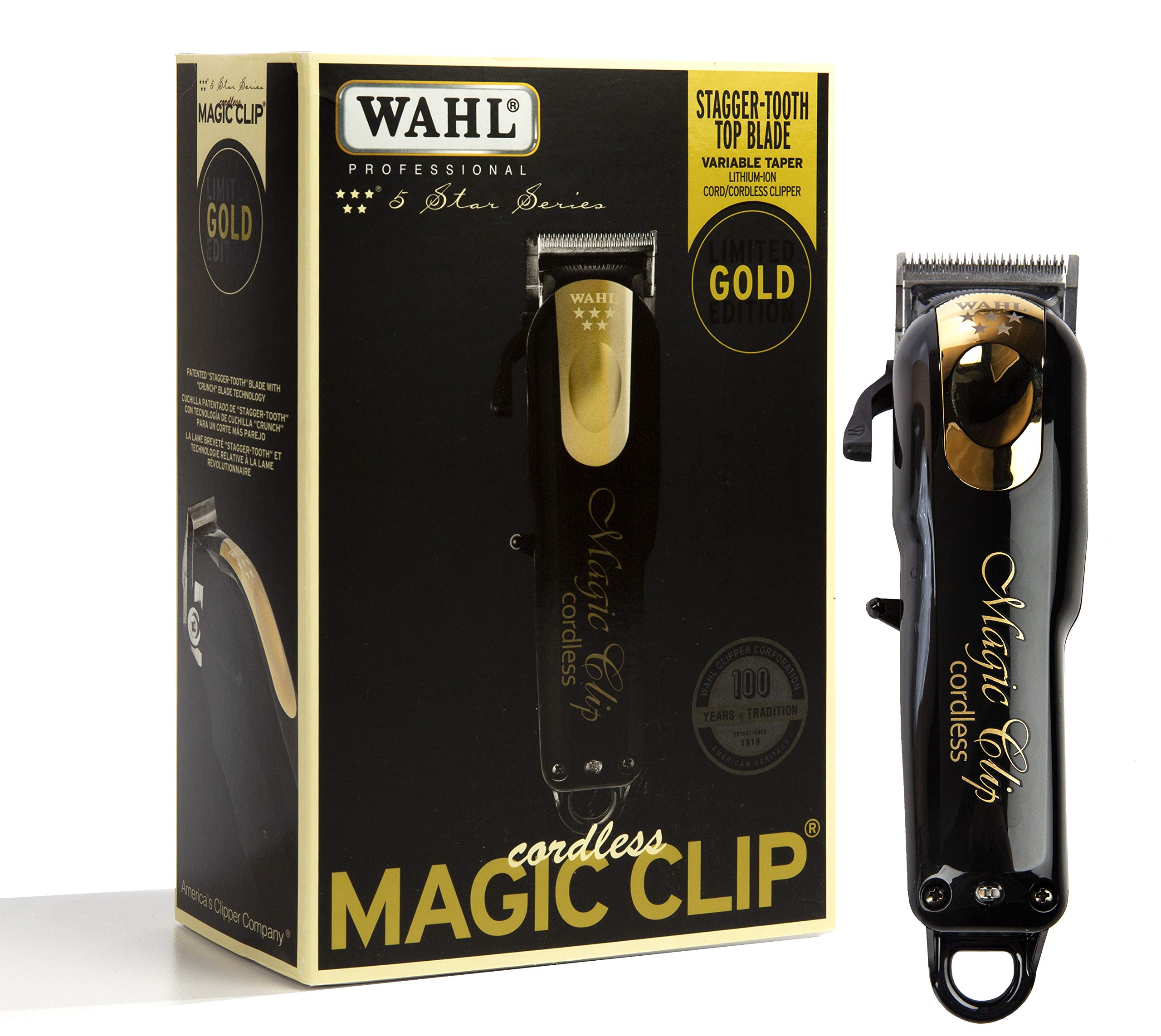 Wahl Professional 5 Star Limited Edition Gold Cordless Magic Clip #8148, Black, 1 Count
