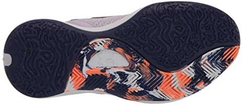 Under Armour Unisex Grade School Lockdown 6 Basketball Shoe, (500) Nebula Purple/Sonar Blue/Orange Blast, 5.5, US