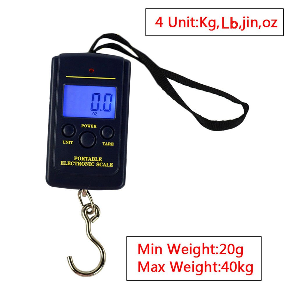 WiseField 88lb/40kg Hanging Scale Luggage Digital Backlight Fishing Pocket Weight, Dark Blue