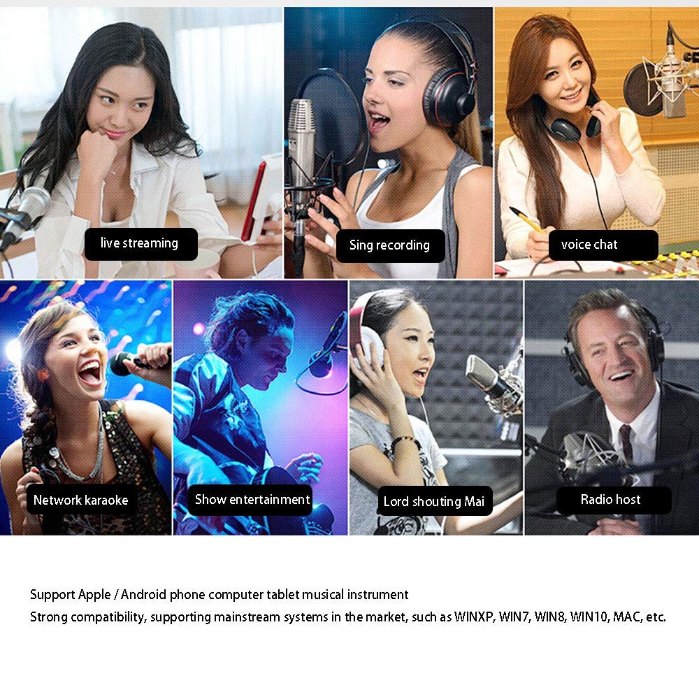 USB External Sound Card, Portable Digital External Sound Card Mixing Console, Built-in Multiple Sound Effects, for Music Recording DJ Network Live Transmission Karaoke