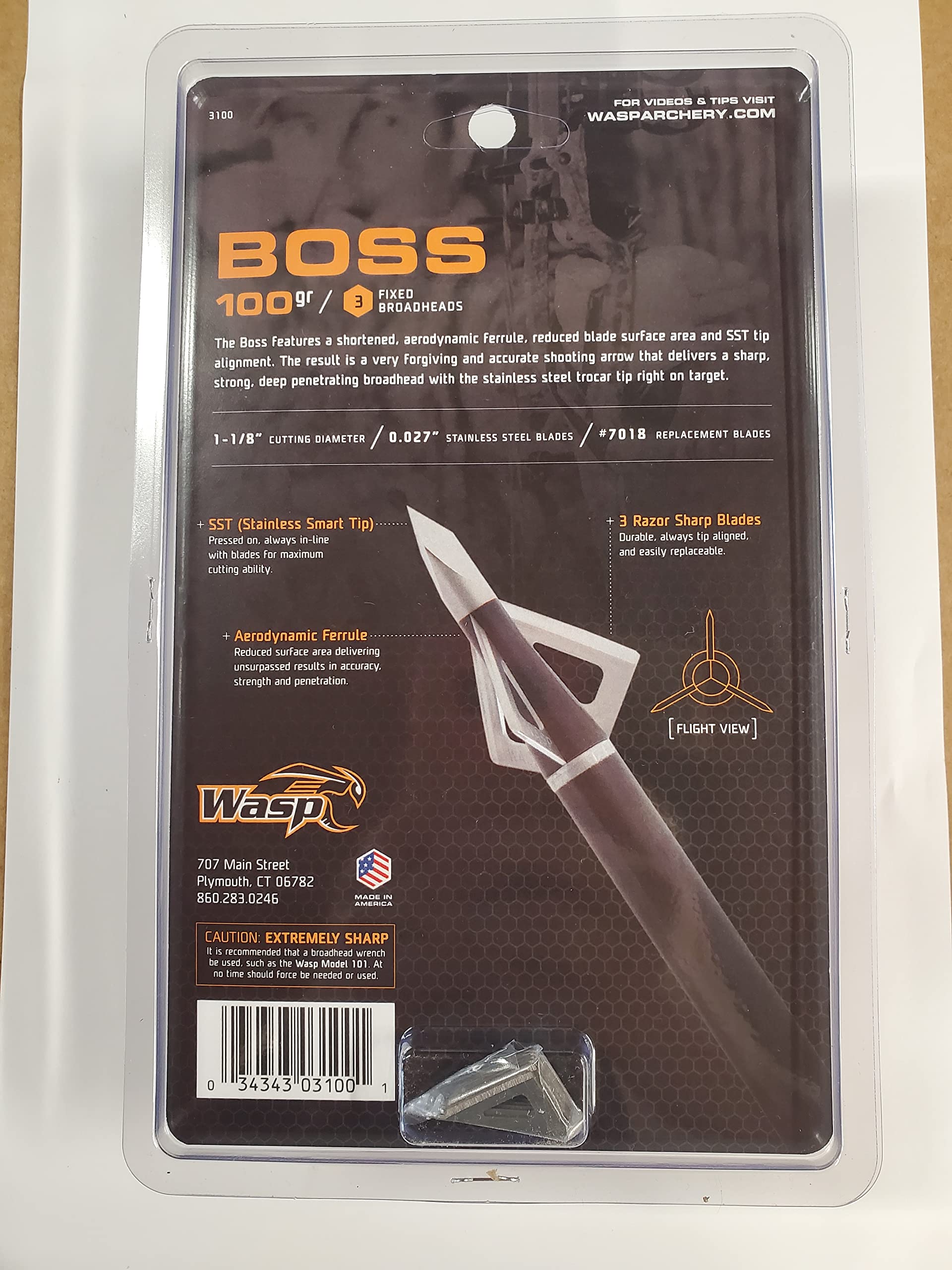 Wasp Boss SST 3 Blade Broadhead - 100 grain