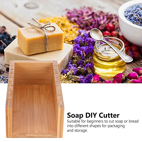 Soap Cutter, Soap Cutting Box with Straight Wavy Stainless Steel Knife, Sturdy Durable Wooden Soap Making Kit for Cutting Cakes Muffin Biscuits