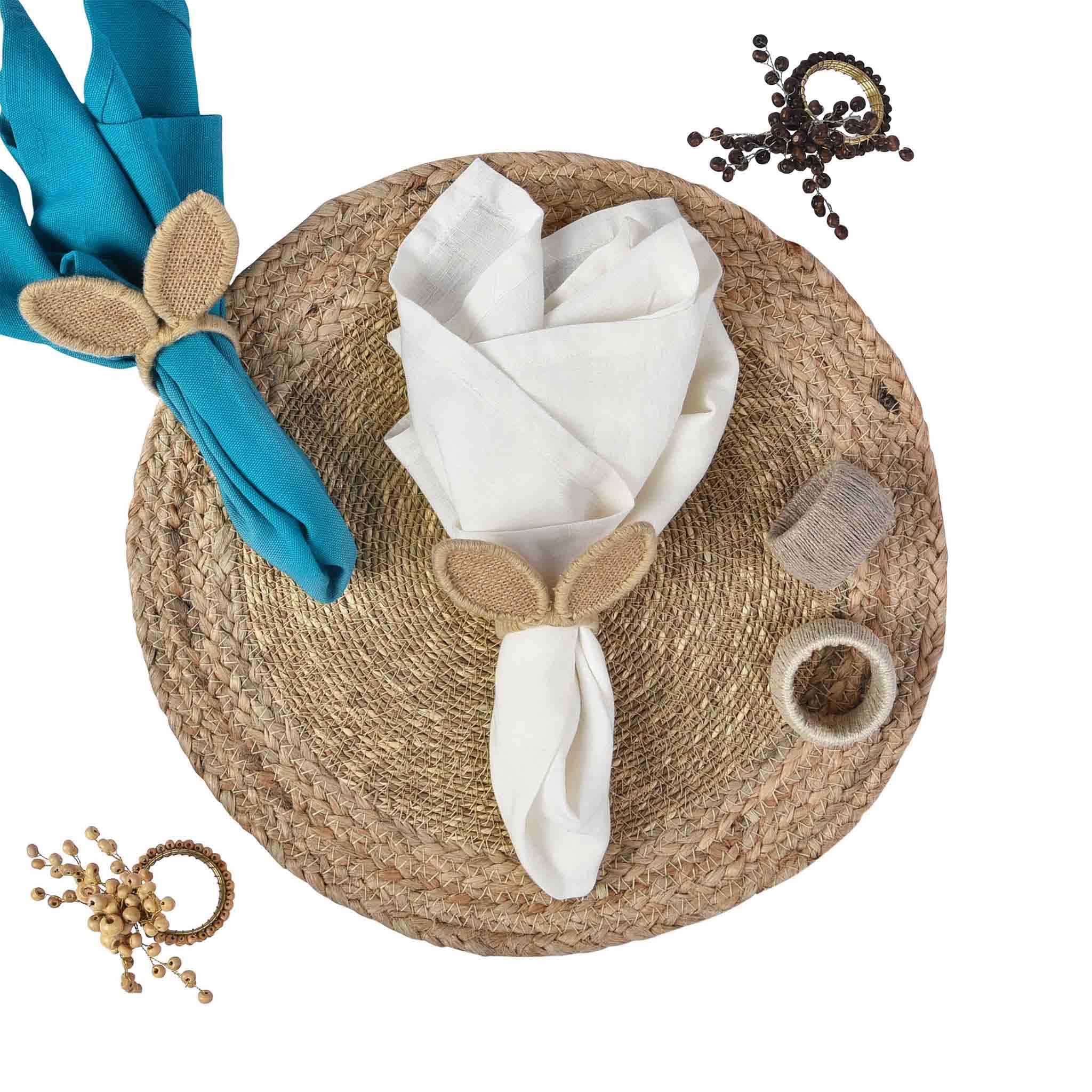 Trunkin' Set of 2, 13.5" Natural Braided Jute Placemat | Table Placemats for Easter Holiday or Spring Season | Table Mats for Party, Wedding