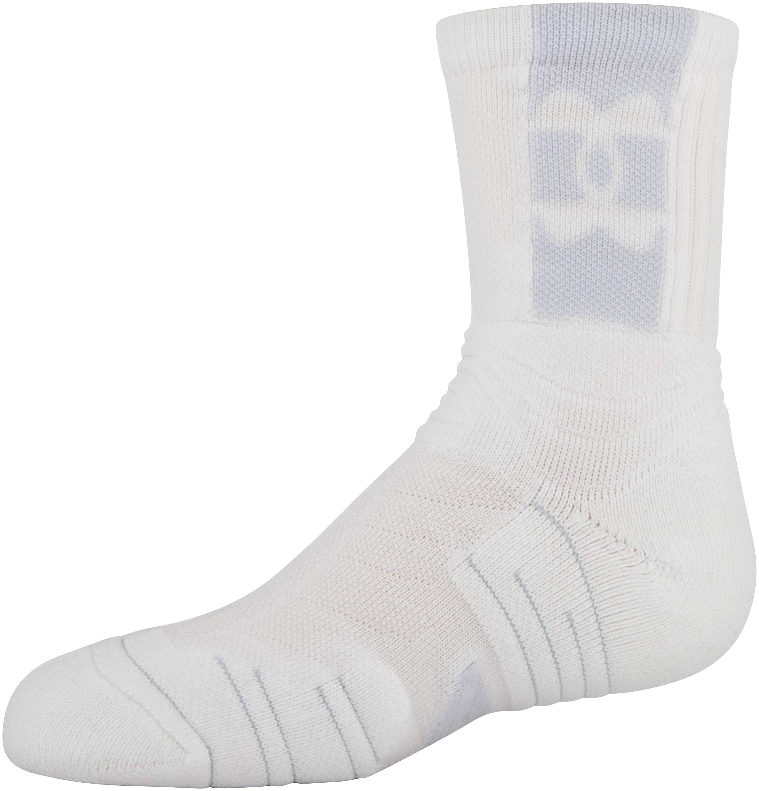 Under Armour Youth Playmaker Mid-Crew Socks, 1-Pair , White/Halo Gray , Small