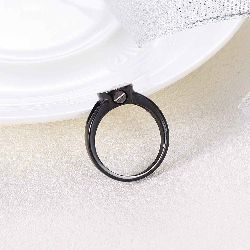 XSMZB Cremation Ring for Ashes Heart Memorial Keepsake Ring for Ashes Holder Ash for Pet/Human Urn Ring for Women (Rose Gold - Customize, 7)