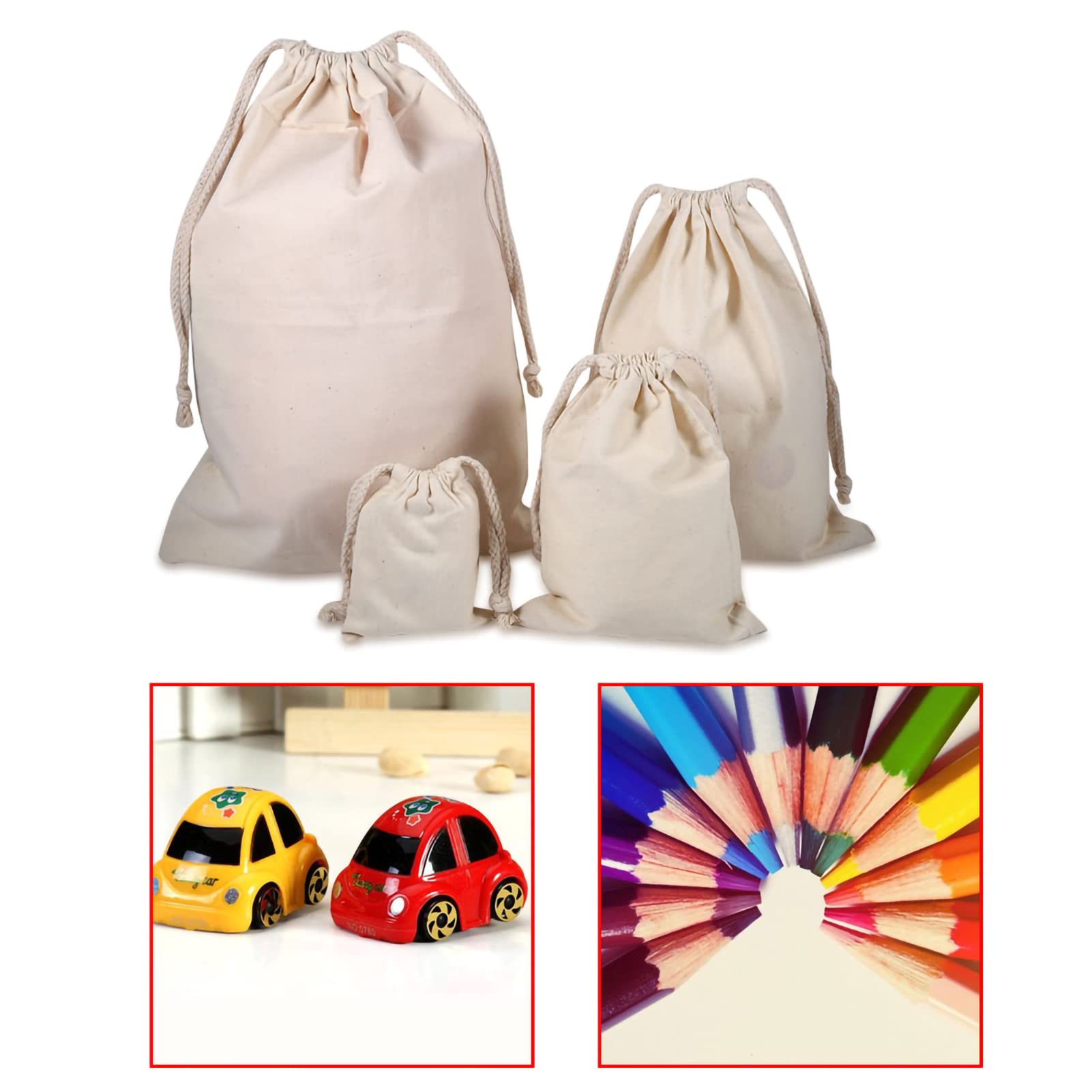 Tyenaza Eco-Friendly Cotton Storage Sack, Large Drawstring Bag for Home Organization and Travel Purposes (15 * 20cm)