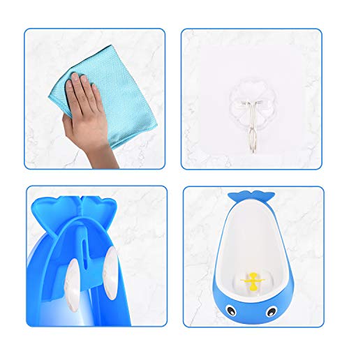 Whale Potty Training Urinal for Boys with Funny Aiming Target, Toddler Boy Toilet Pee Trainer - Dark Blue