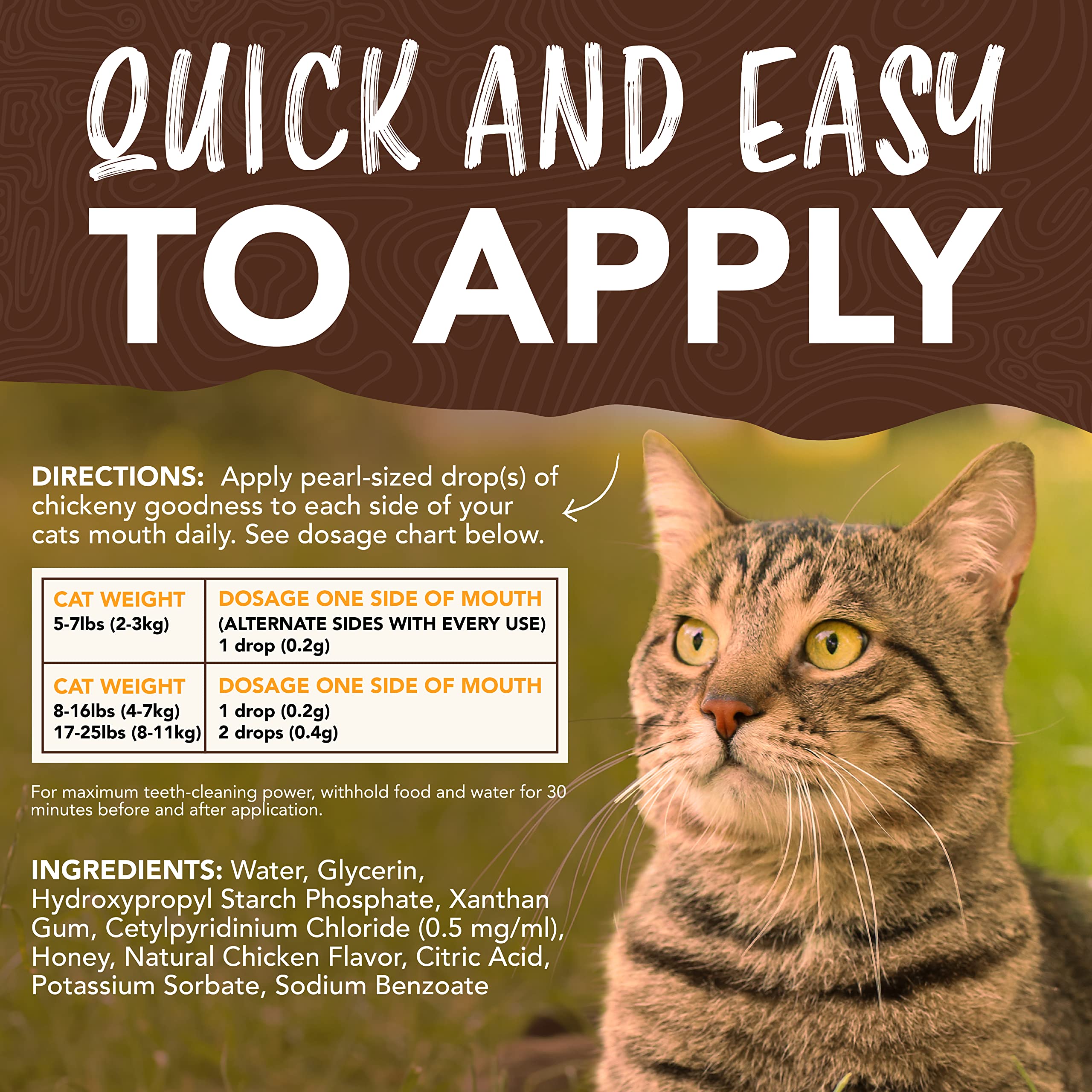 TropiClean Enticers Cat Teeth Cleaning Treat Gel | Honey Chicken Flavored Cat Toothpaste Alternative | 2 oz