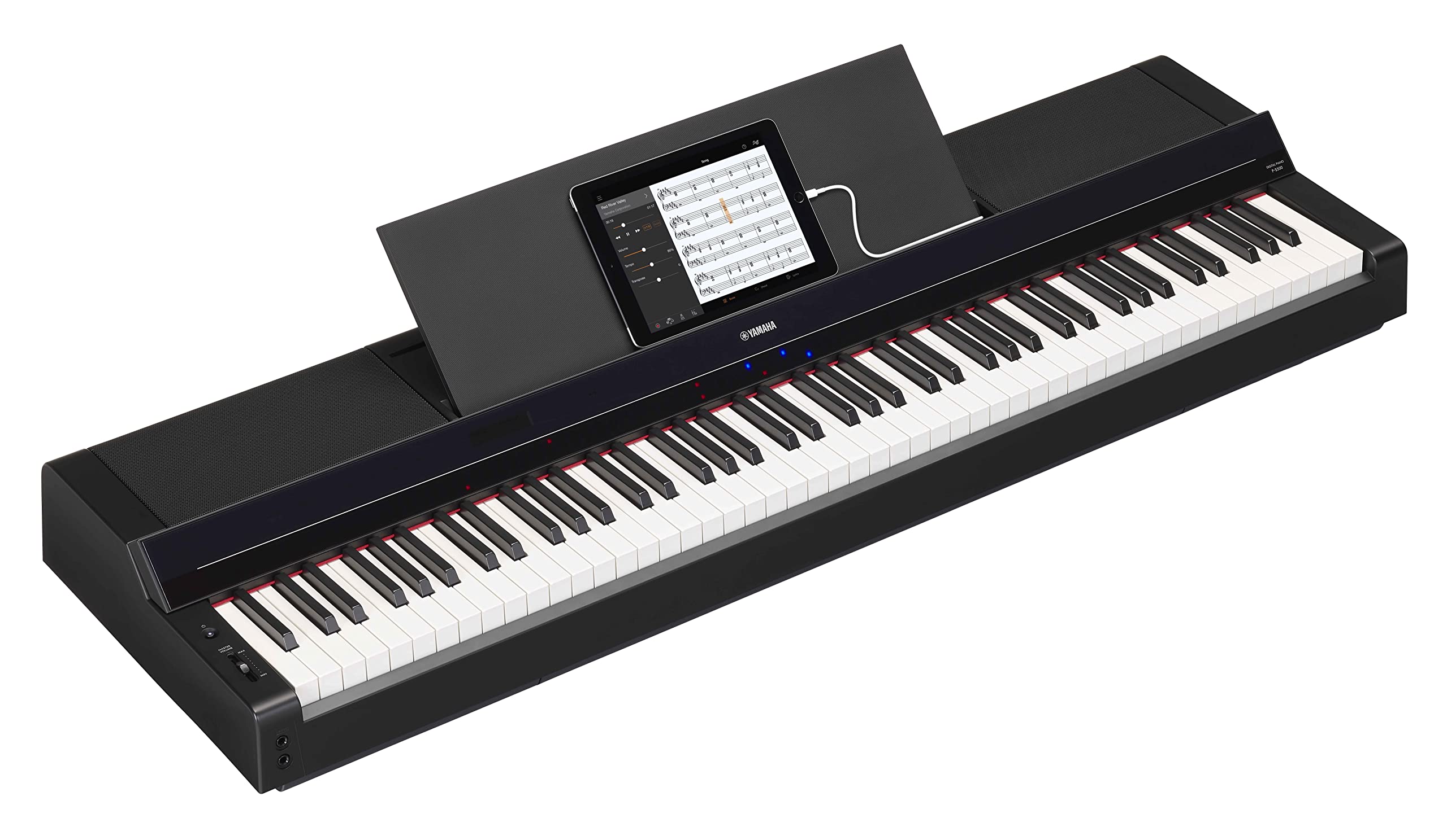 Yamaha PS500 88-key Smart Digital Piano w/Stream Lights Technology, PA500C Power Adapter and FC4A Sustain Pedal, Black