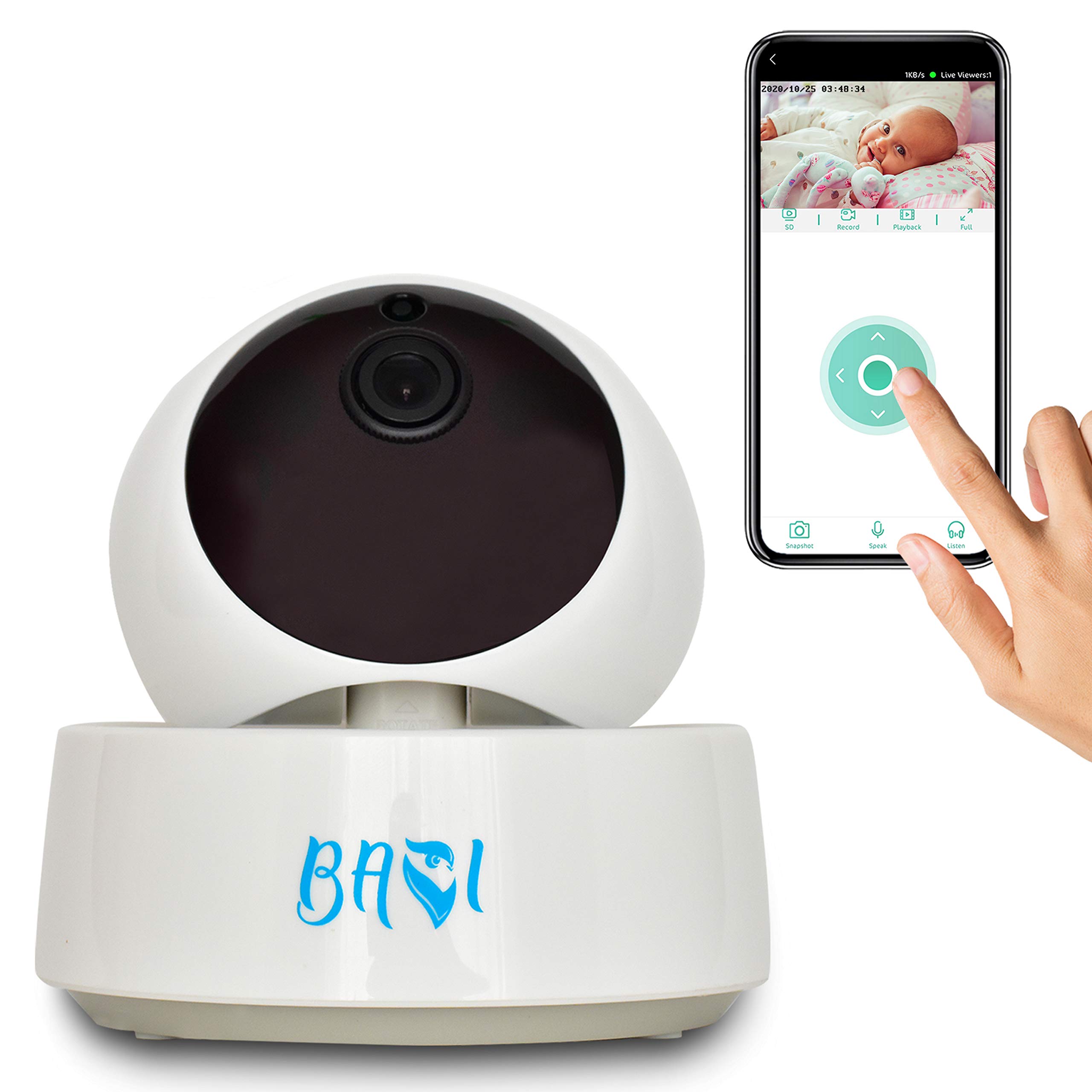 Video Baby Monitor with Camera and Audio, Night Vision, Remote Control, Motion Detection, Two Way Audio, for Infant/Elderly/Pet/Nanny Compatible with iOS and Android