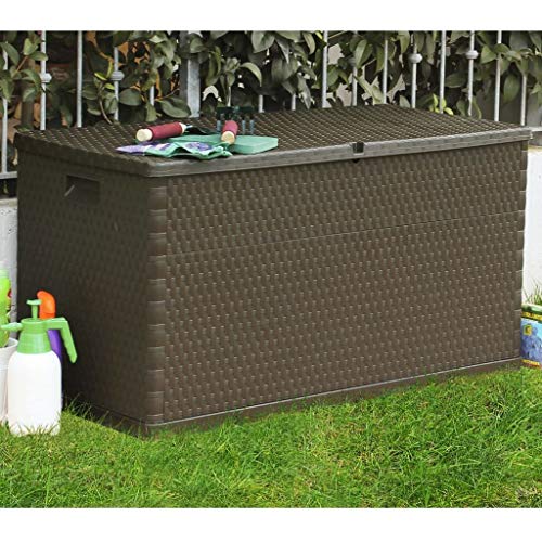 Unfade Memory Outdoor Storage Trunk Garden Storage Box Waterproof Large Deck Boxes for Patio Cushions and Gardening Tools 47.2"x22"x24.8" (Brown)