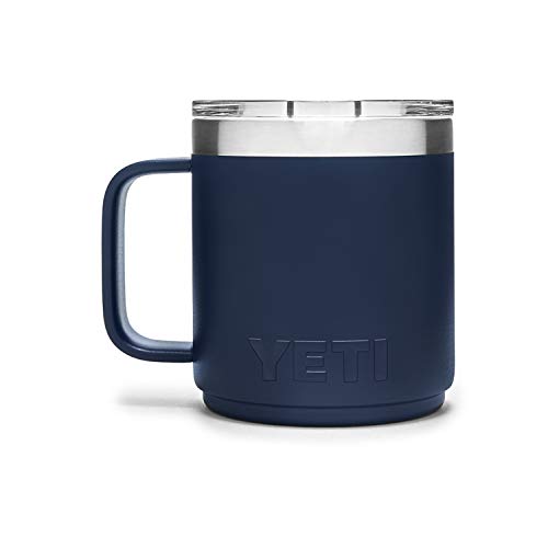 YETI Rambler 10 oz Stackable Mug, Stainless Steel, Vacuum Insulated with Standard Lid, Navy