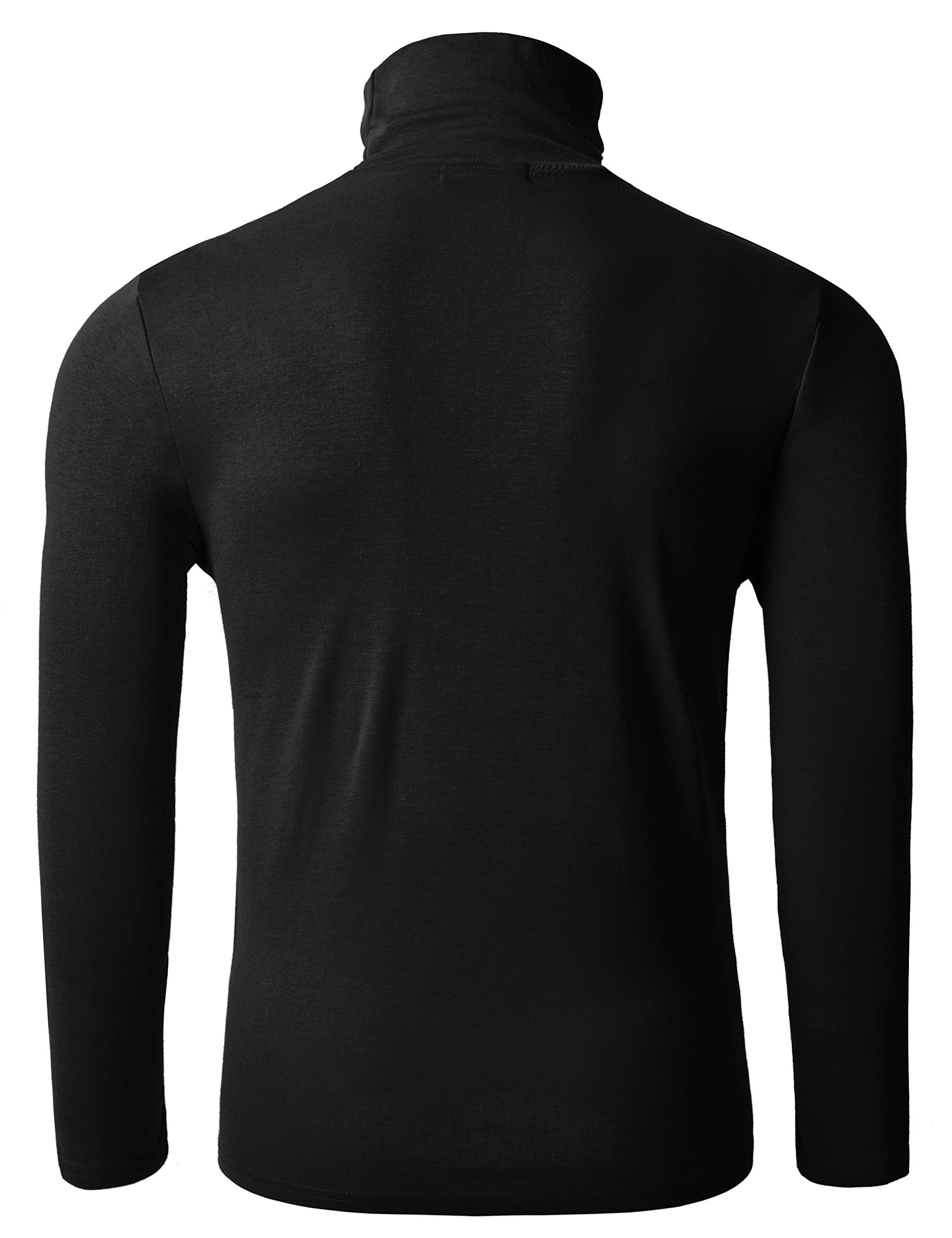 TAPULCO Long Sleeve Thermal High Neck Top for Men, Undershirts Turtleneck Pure Color Pullover Cozy Sweater Lightweight T-Shirts for Prom Black Large
