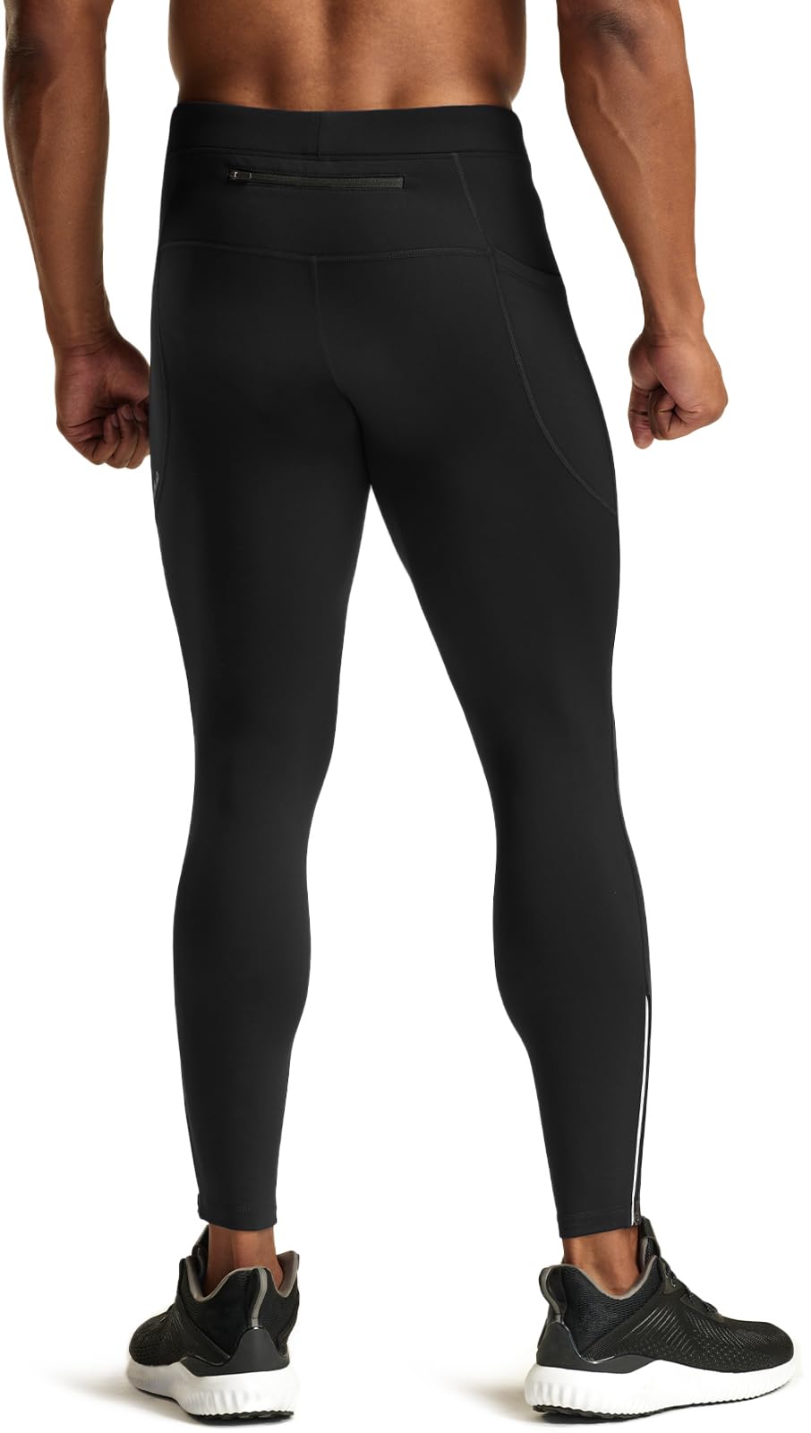 TSLA Men's Thermal Running Tights, Fleece Lined Compression Cycling Pants, Winter Cold Weather Leggings with Zipper Pocket, Running Tights Dark Grey, Medium