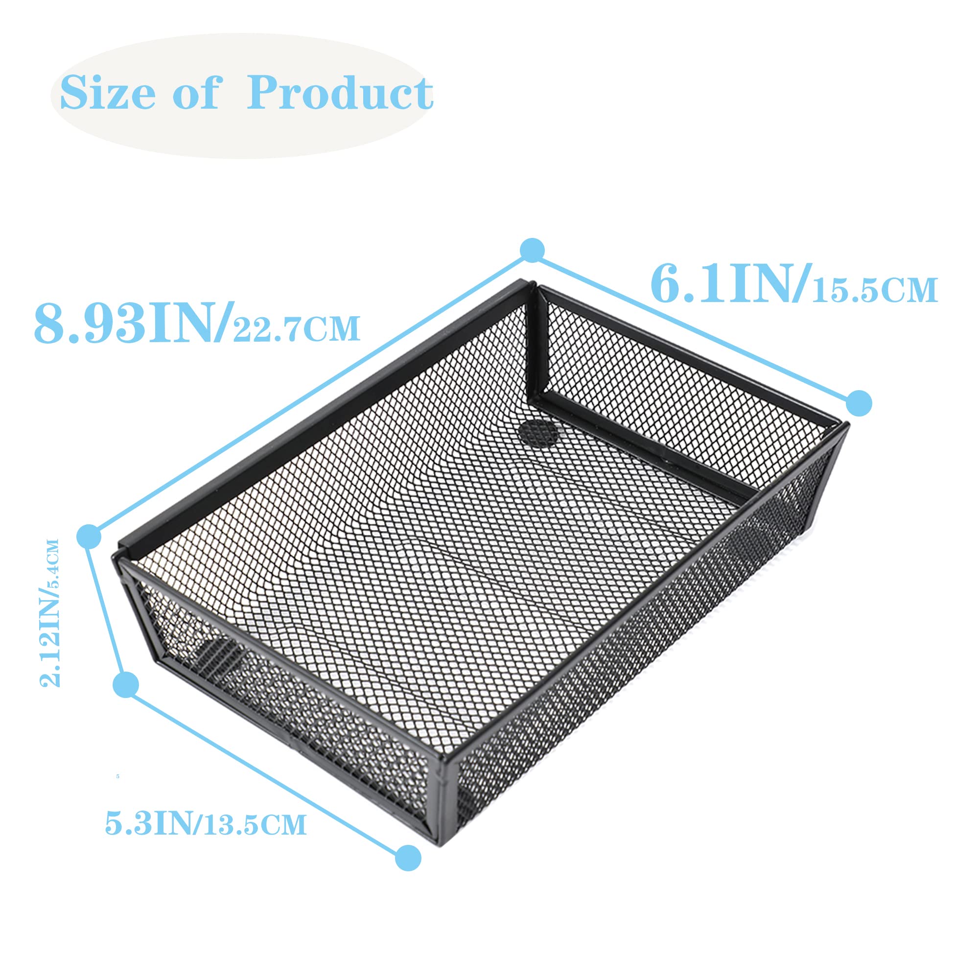 YFEEN Mesh Tray Kitchen Drawer Utensil Cutlery Tray Office Supplies with Inter-locking Arm Drawer Dividers Organizer for Silverware, Flatware, Home,Office, School,Bedroom(9"X6"4pack) Black