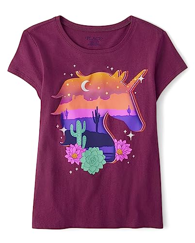 The Children's Place Girls Short Sleeve Graphic T-Shirts, Desert Unicorn, Large