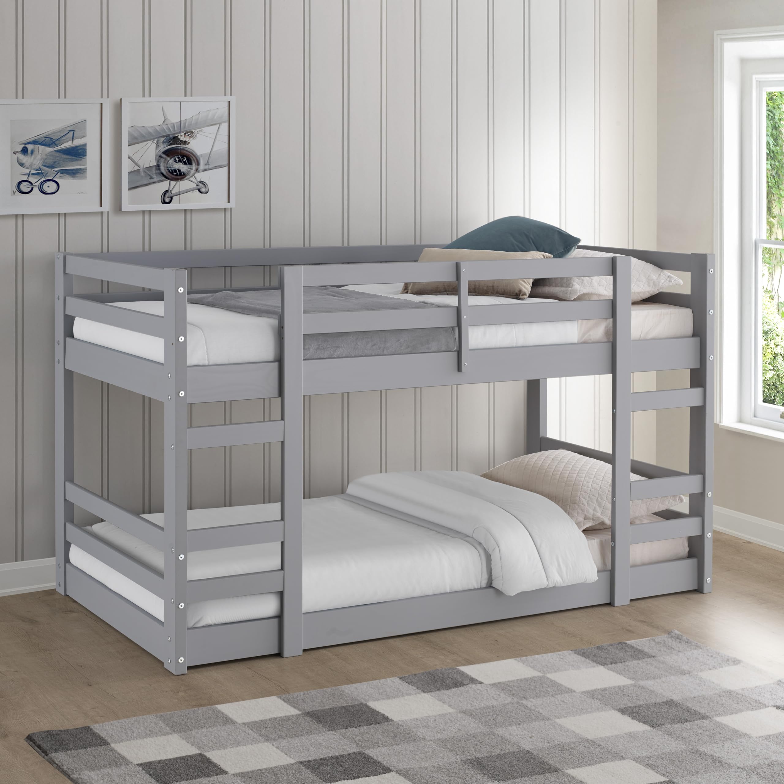 Walker Edison Alexander Classic Solid Wood Stackable Jr Twin over Twin Bunk Bed, Twin over Twin, Espresso