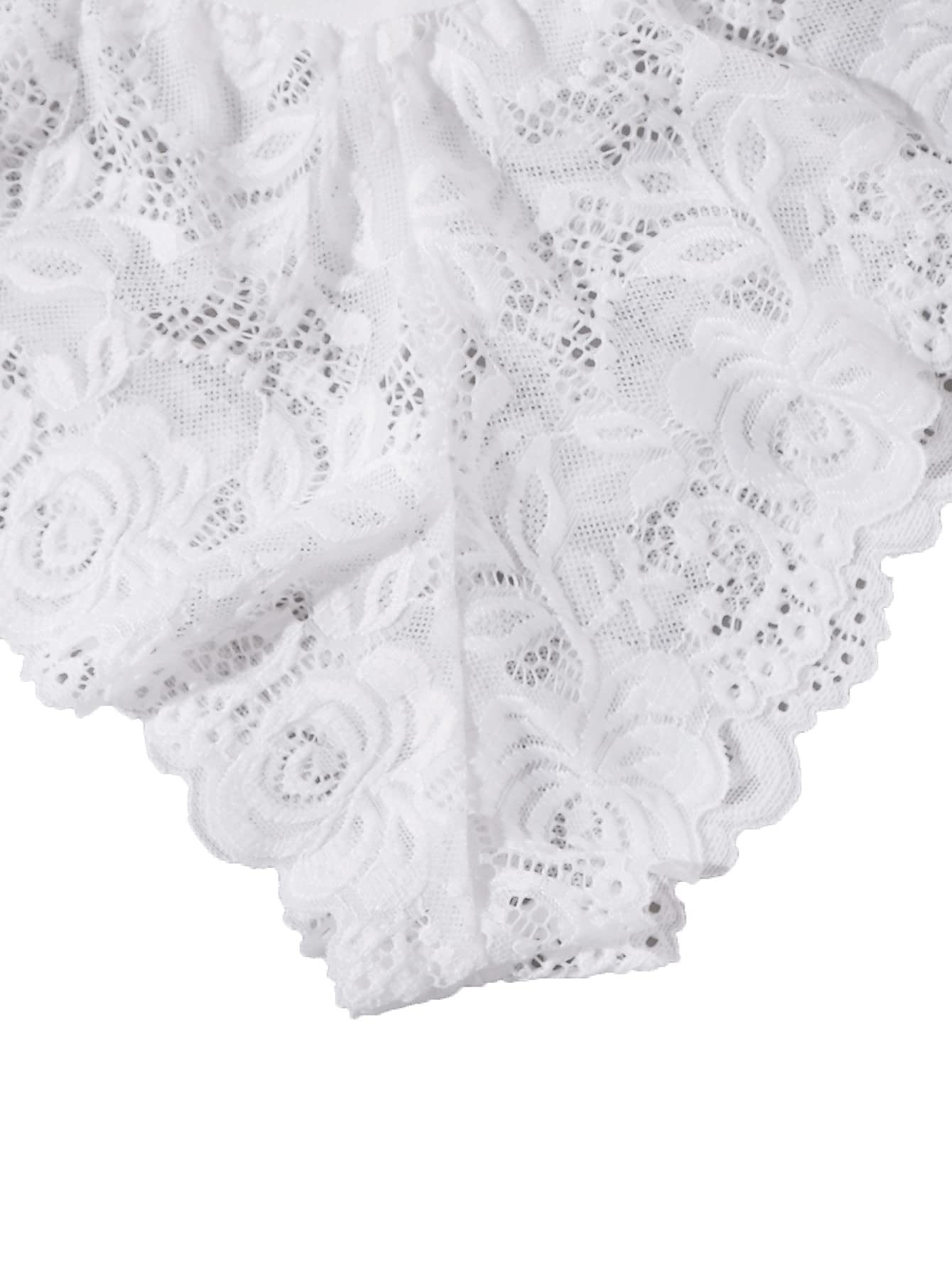 WDIRARA Women' Silk Satin Pajamas Set 4pcs Lingerie Floral Lace Cami Sleepwear with Robe Snow White XS