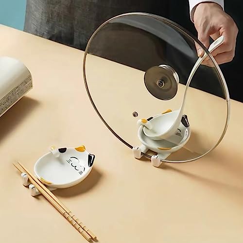 YFQHDD 1pc Chopsticks Stand Ceramic Spoon Shelf Cartoon Pot Cover Holder for Restaurant Home Bar Kitchen (Color : E)
