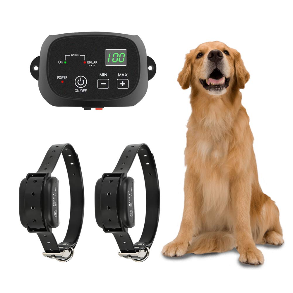 TTPet Electric Dog Fence,In-ground/Aboveground Pet Containment System, IP66 Waterproof&Rechargeable Collar,Shock&Tone Correction,for 2 Dogs