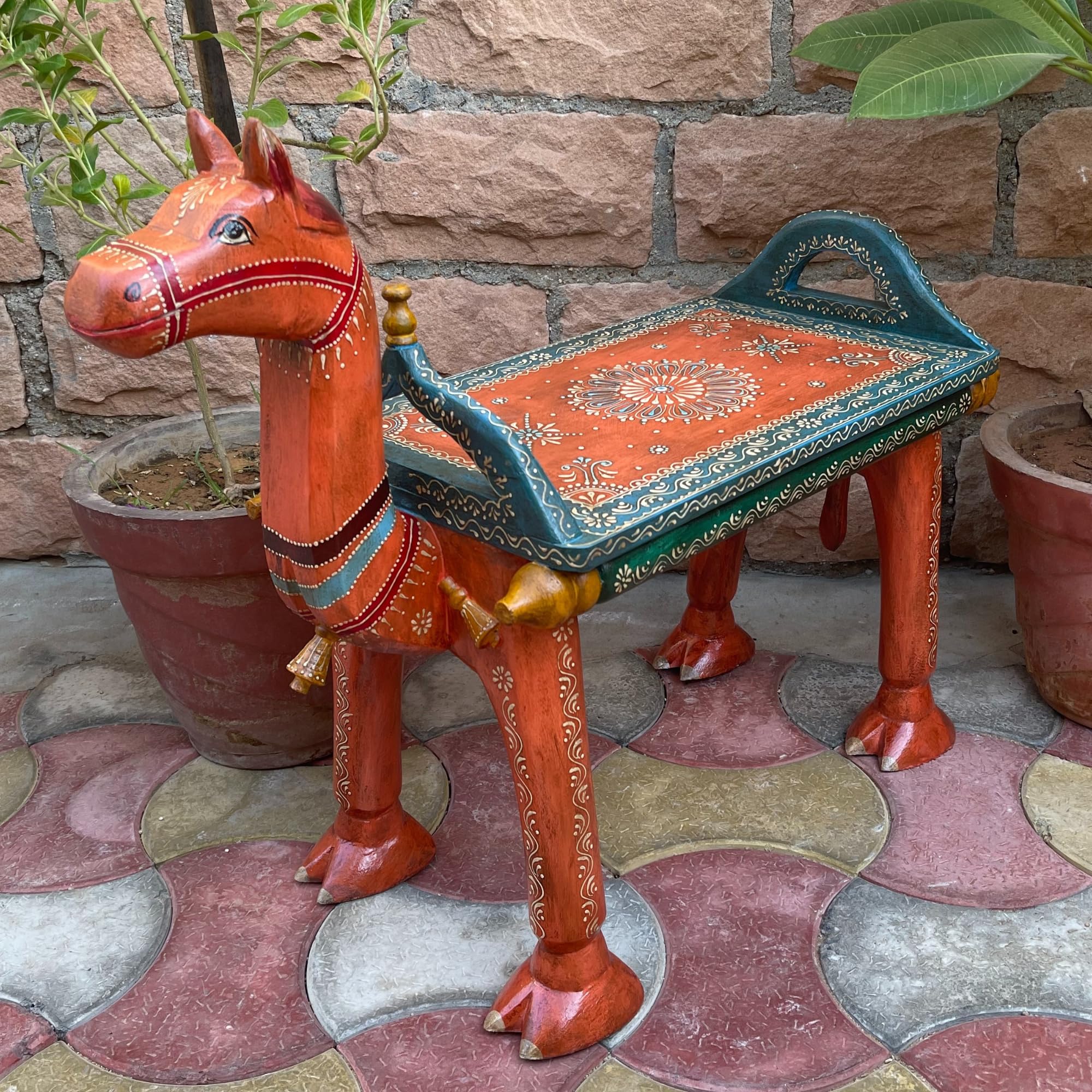 Wooden Table In Carving Camel Design, Handicraft Side Table/Coffee Table/Nightstand Table/Cake Cutting Table/Lamp Table
