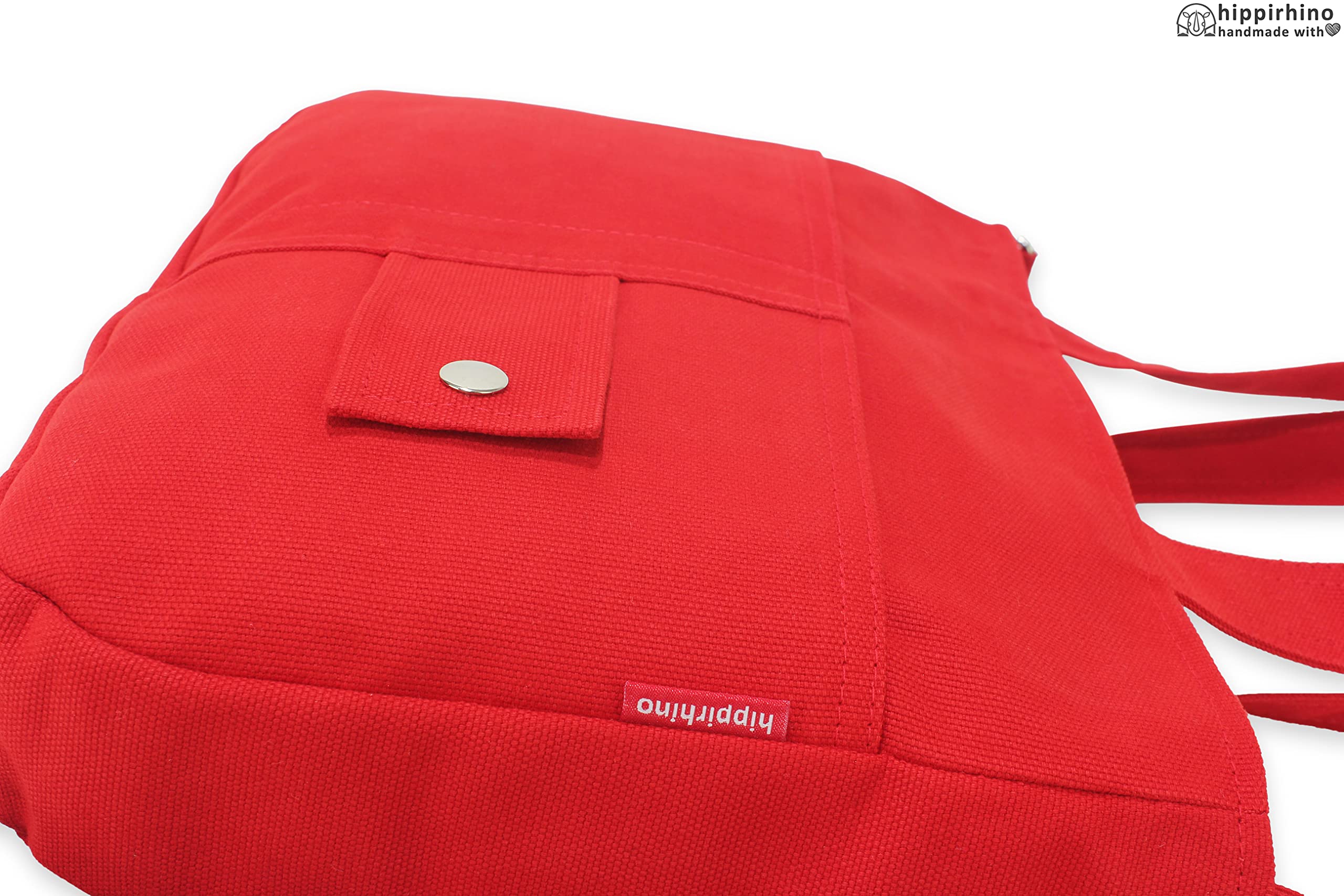 Women's Canvas Shoulder Bag Crossbody Detachable Strap Multi Pockets Messenger Bag Zipped Closure Purse Red