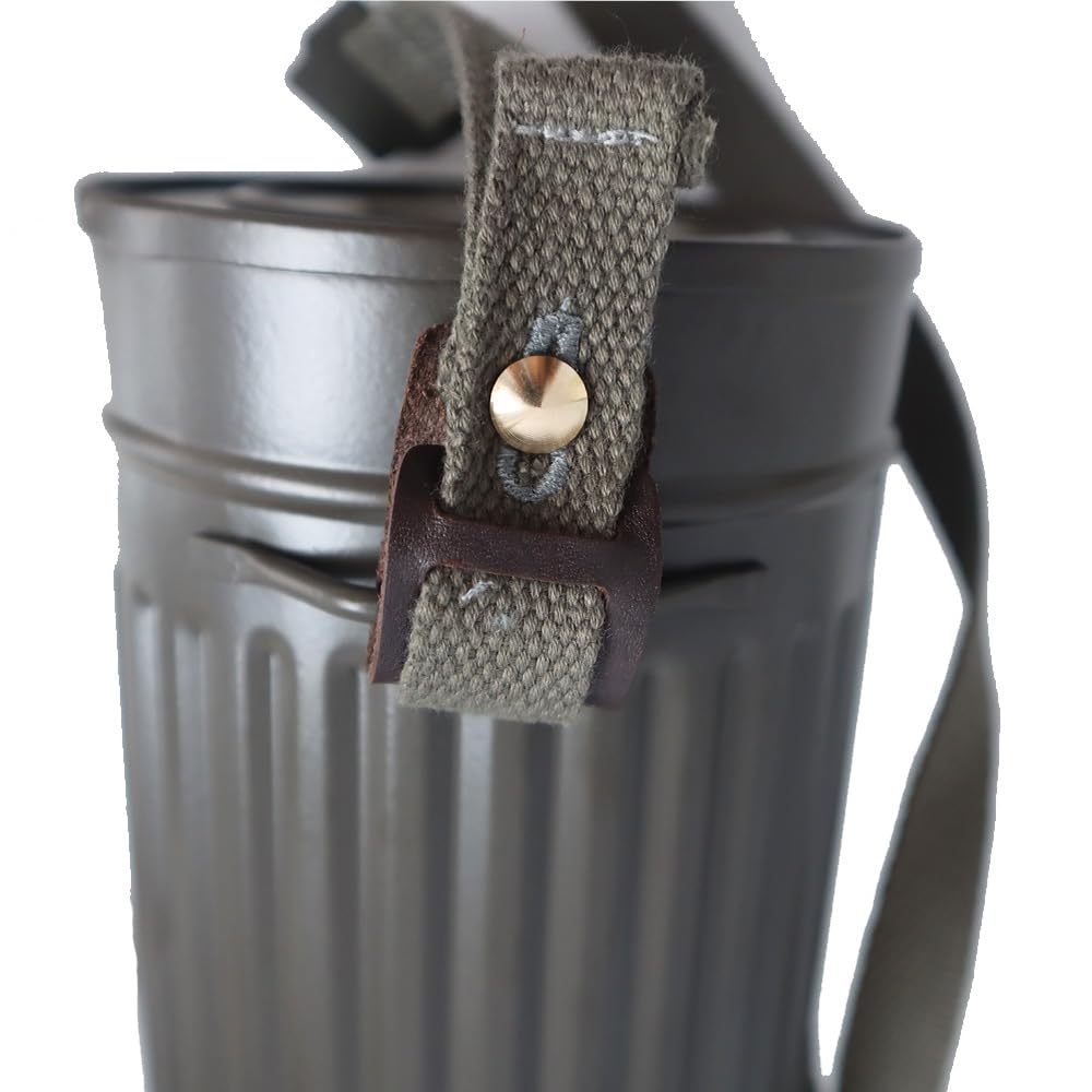 YBRR WW2 Gas Mask Canister Leather Accessories German Retro Outdoor Film Canister Box Storage Box Metal, green