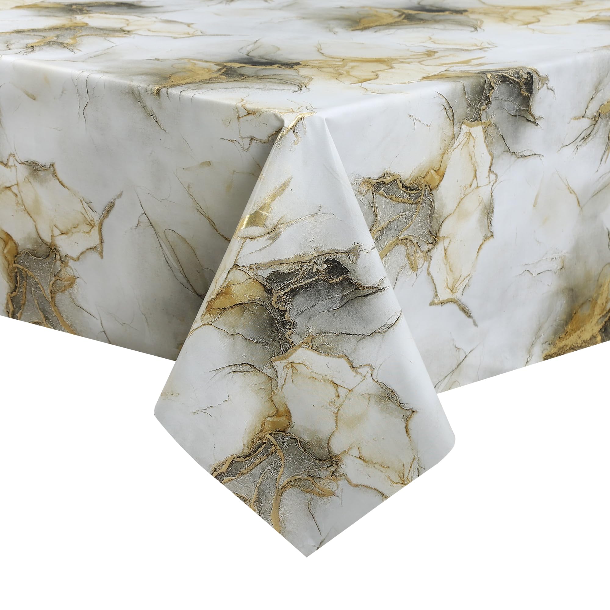 Walrus Heavy Duty Vinyl Tablecloth Waterproof Oil-Proof PVC Table Cloth Stain-Resistant Wipeable Rectangle or Square Table Cover Marble 54X78 Inch