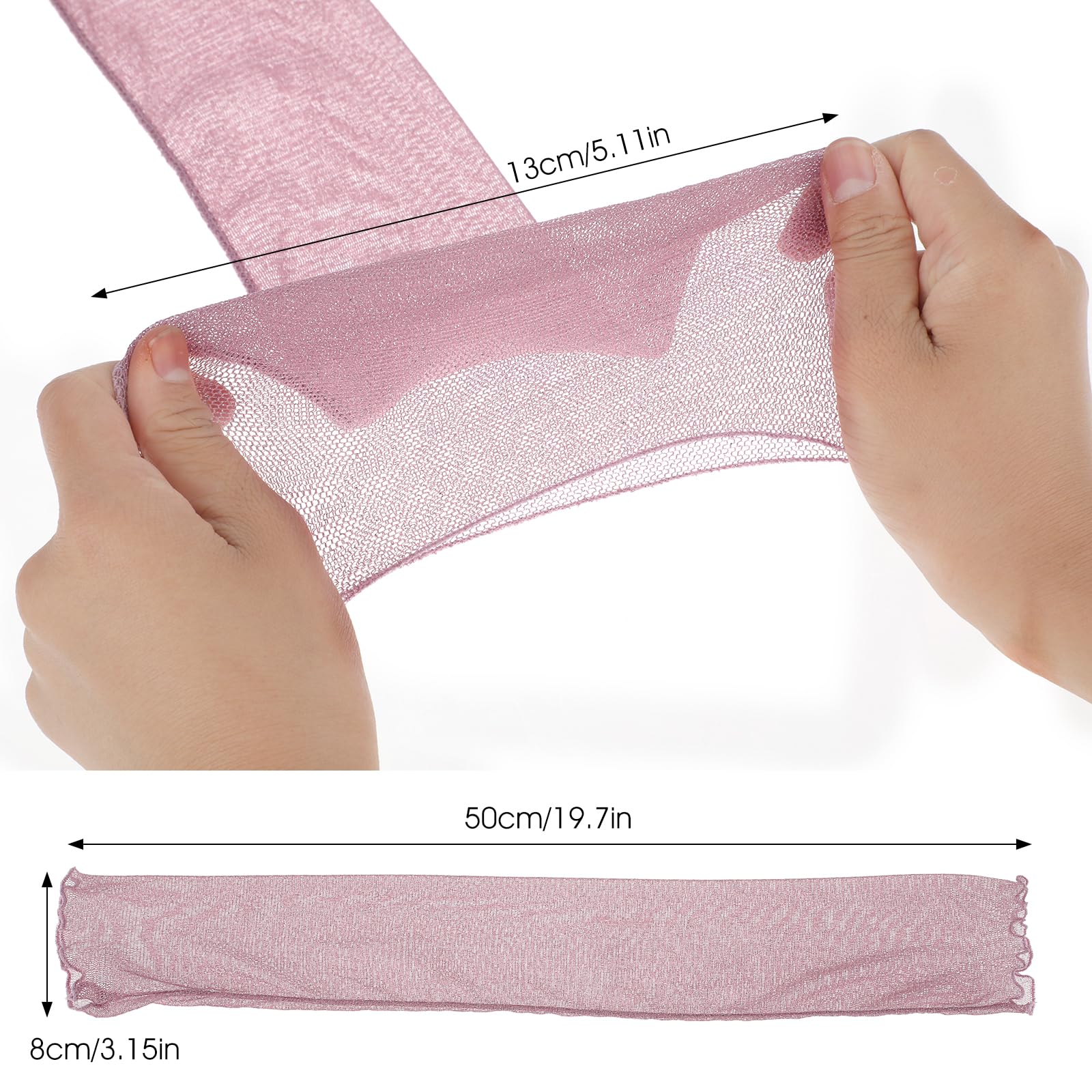 Women's Long Ultra-thin Lace Arm Sleeves Cooling Mesh Tulle Sunscreen Fingerless Arm Sleeves for Party Outdoor Activity (Pink)