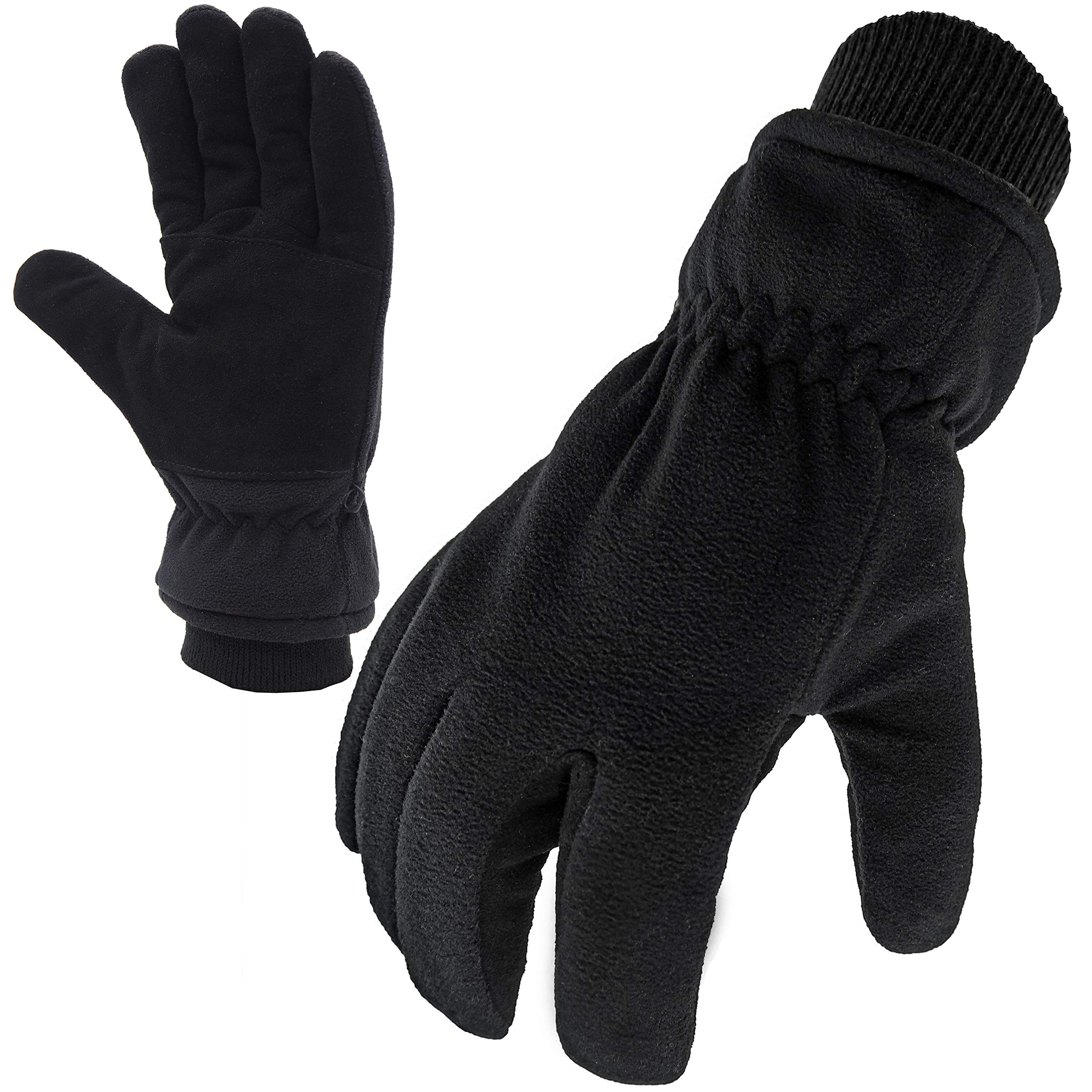 SKYDEER Winter Gloves with Premium Genuine Deerskin Suede Leather and Windproof Polar Fleece (SD8661KW/L)