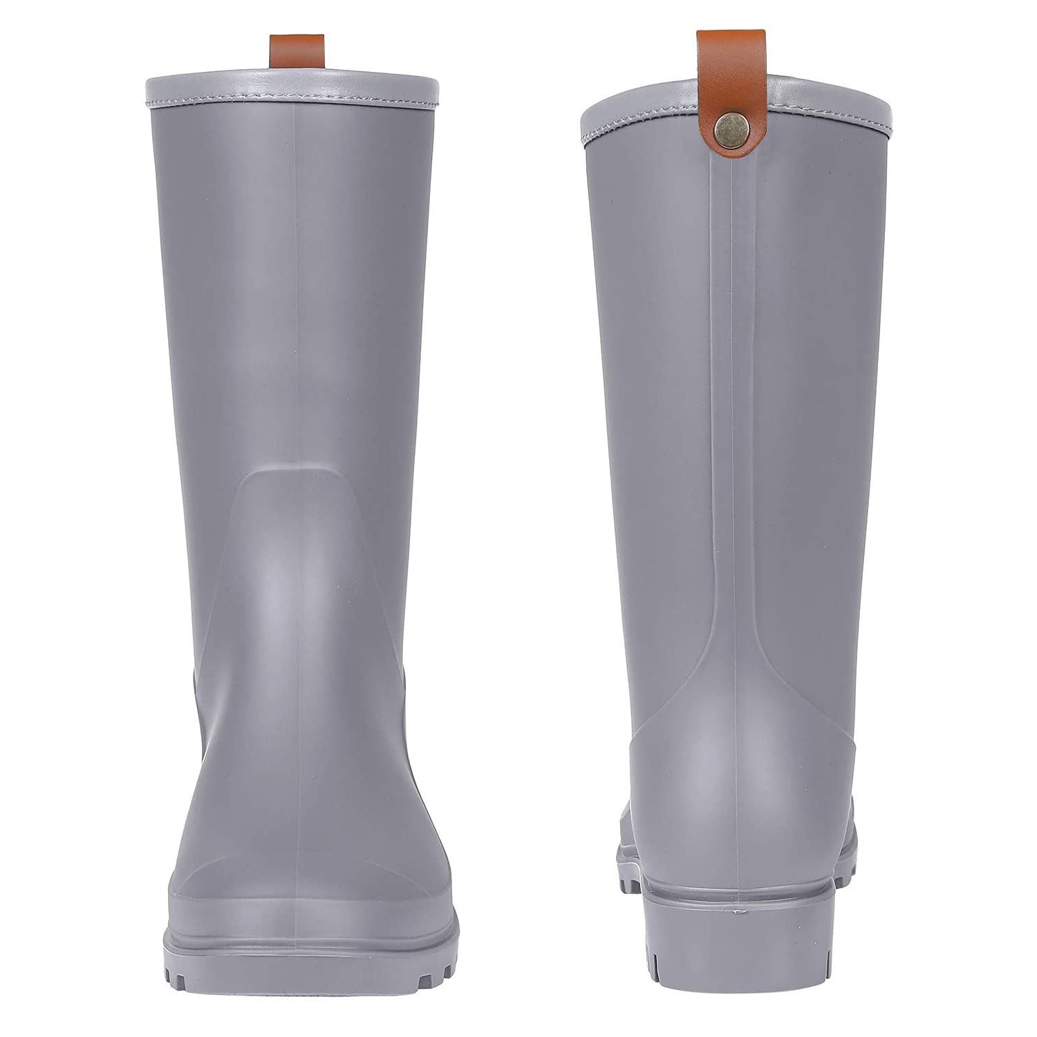 Women's Mid Calf Rain Boots Waterproof Lightweight Garden Shoes, Yellow Size 8.5