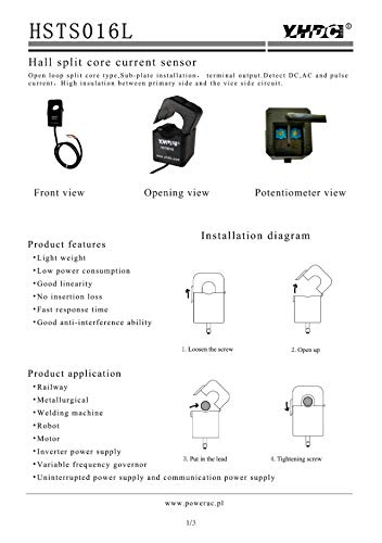 YHDC Hall Split core current sensor HSTS016L 30A/2.5±0.625V 1%, Black