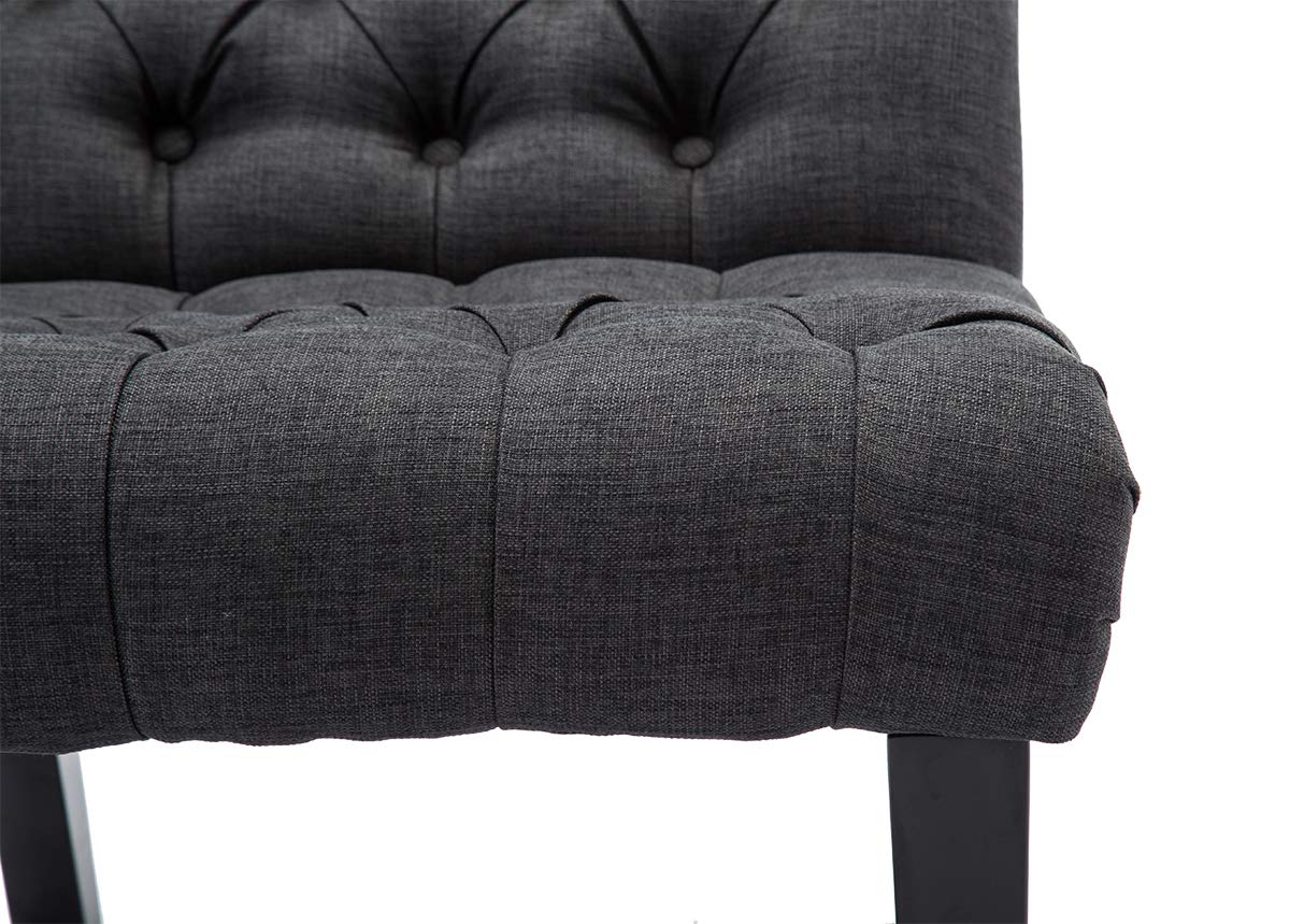 Yongqiang Upholstered Accent Chair for Bedroom Living Room Chairs Armless Slipper Chair with Wood Legs Gray Fabric