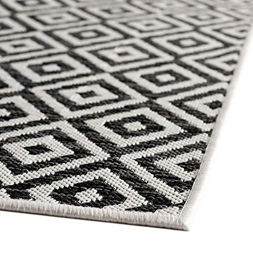 Unique Loom Outdoor Collection Area Rug - Costa Rica (7' 1' x 10' Rectangle, Charcoal Gray/ Ivory)