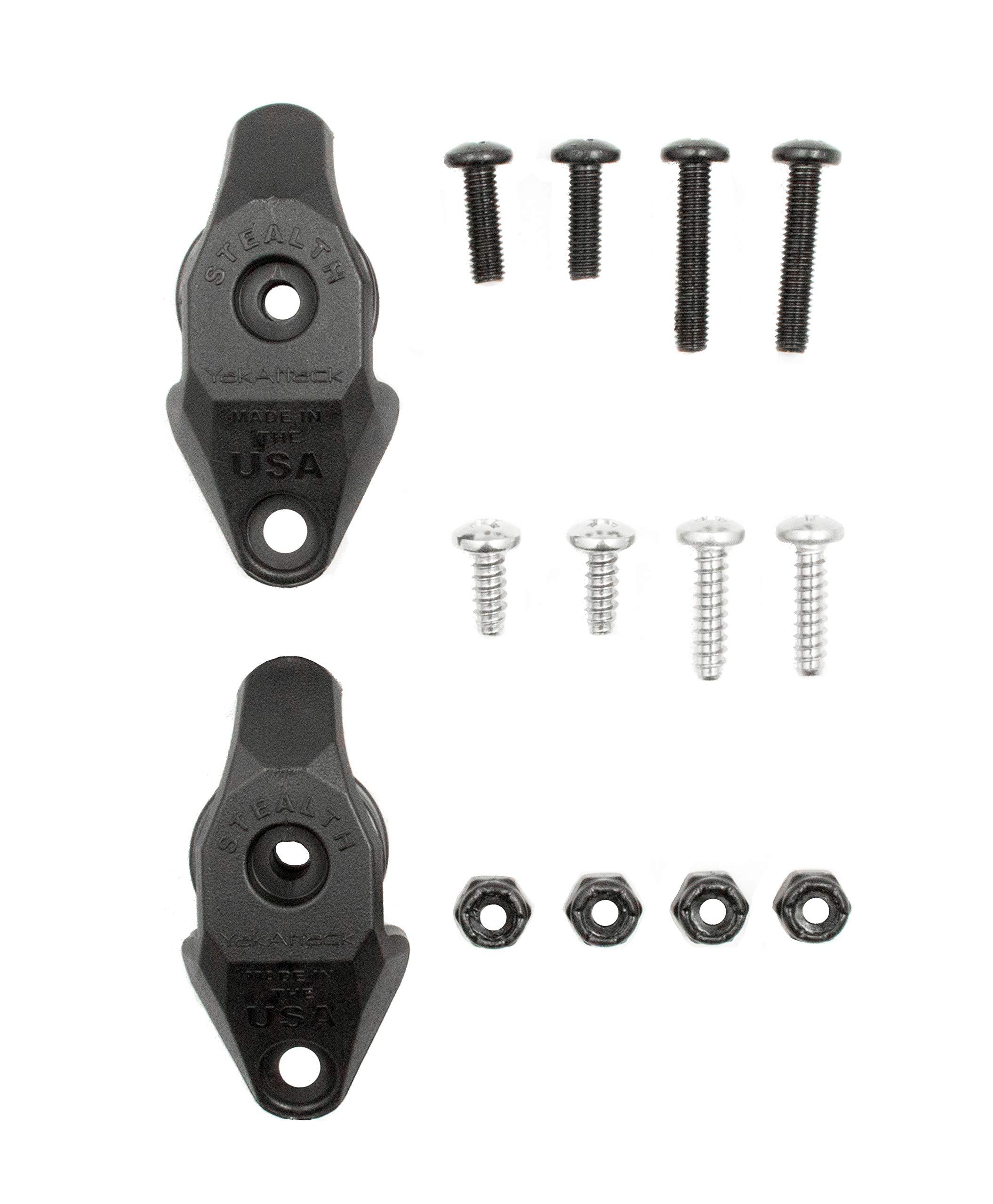 YakAttack Kayak 2 Pack Stealth Pulley with Hardware, Black - 2 Pack, One Size, (AMS-1011)