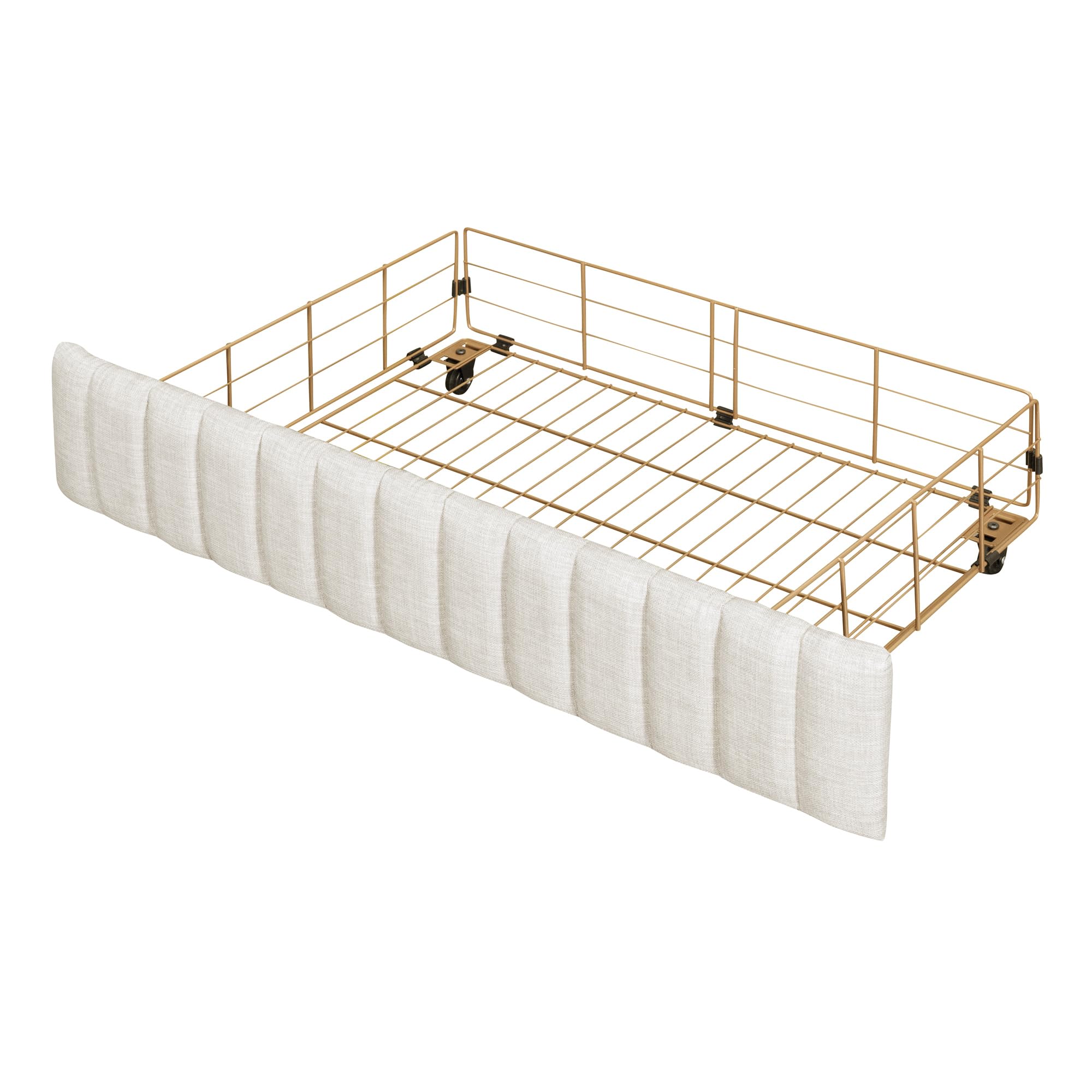 SIYSNKSI Queen Size Metal Frame Upholstered Bed with 4 Drawers, Linen Fabric Platform Bed with Metal Slats Support and Headboard, Storage Platform Bed for Kids Teens Bedroom (Beige + Linen-39)