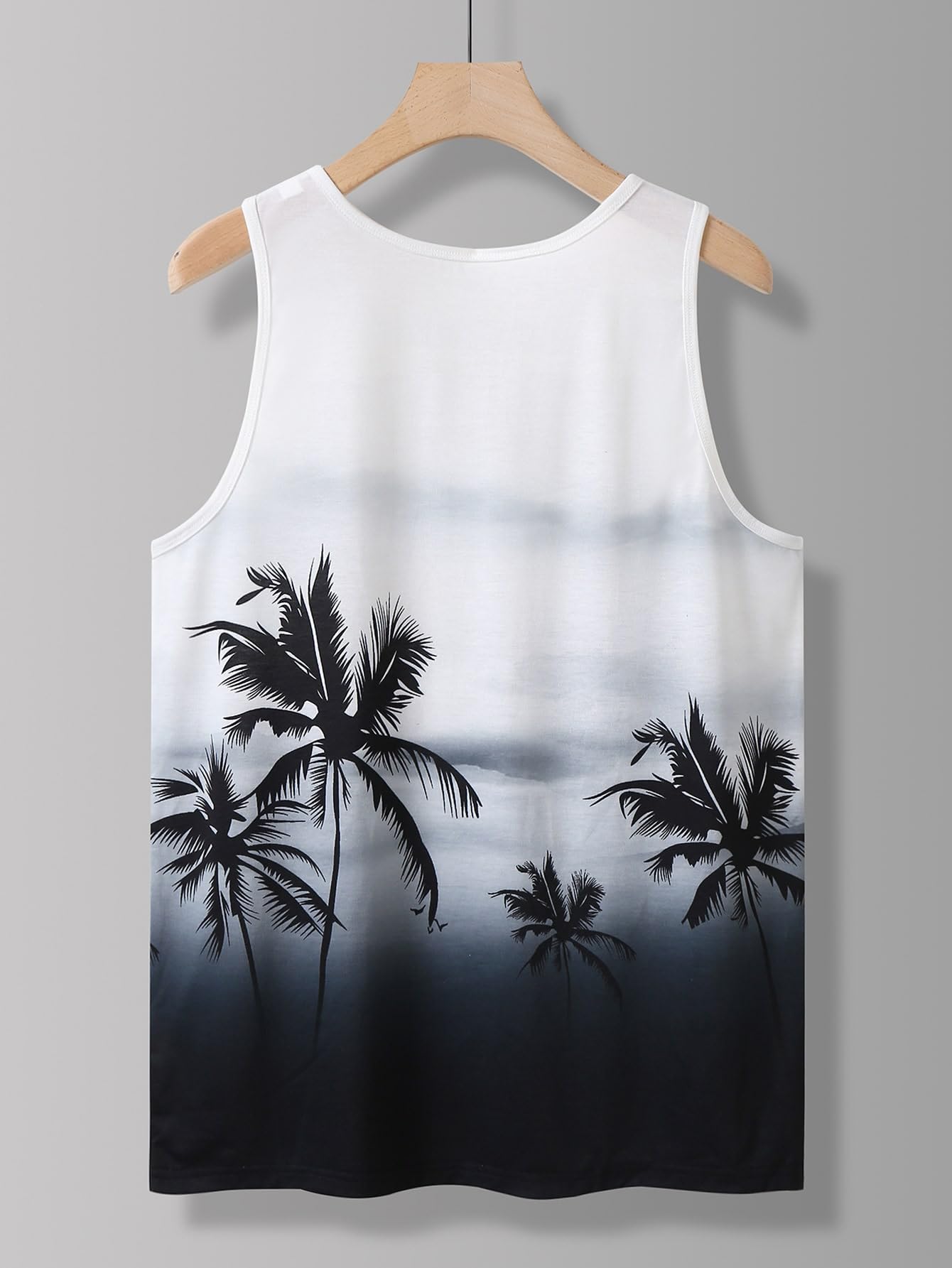 SOLY HUX Men's Tropical Print Sleeveless Tank Top Round Neck Summer Shirts Black and White Print M
