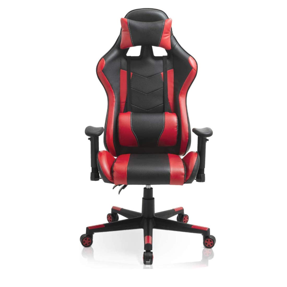 Video Game Chair, Ergonomic Computer Gaming Chair Big and Tall PC Racing Office Chair PU Leather Executive Task Chair Swivel Desk Chair with Adjustable Armrests Headrest and Lumbar Support (Red)