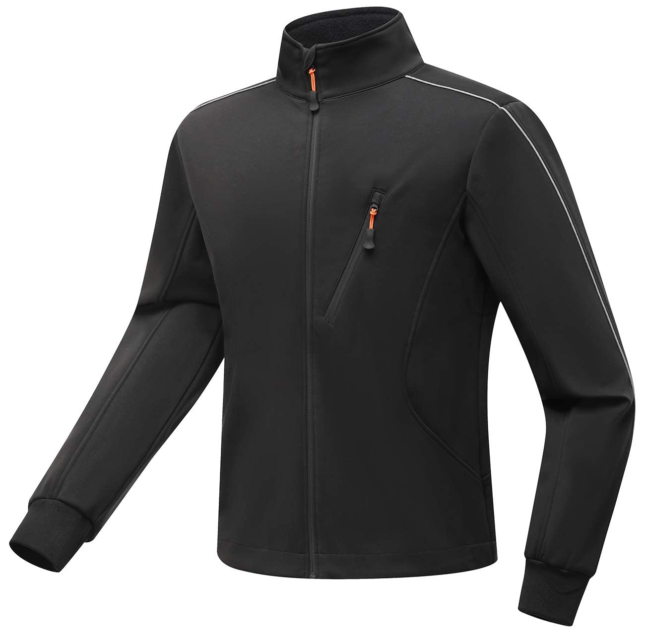 Wantdo Men's Winter Cycling Thermal Jacket Warm Soft Shell Windproof Running Jacket Waterproof Fleece Windbreaker Reflective