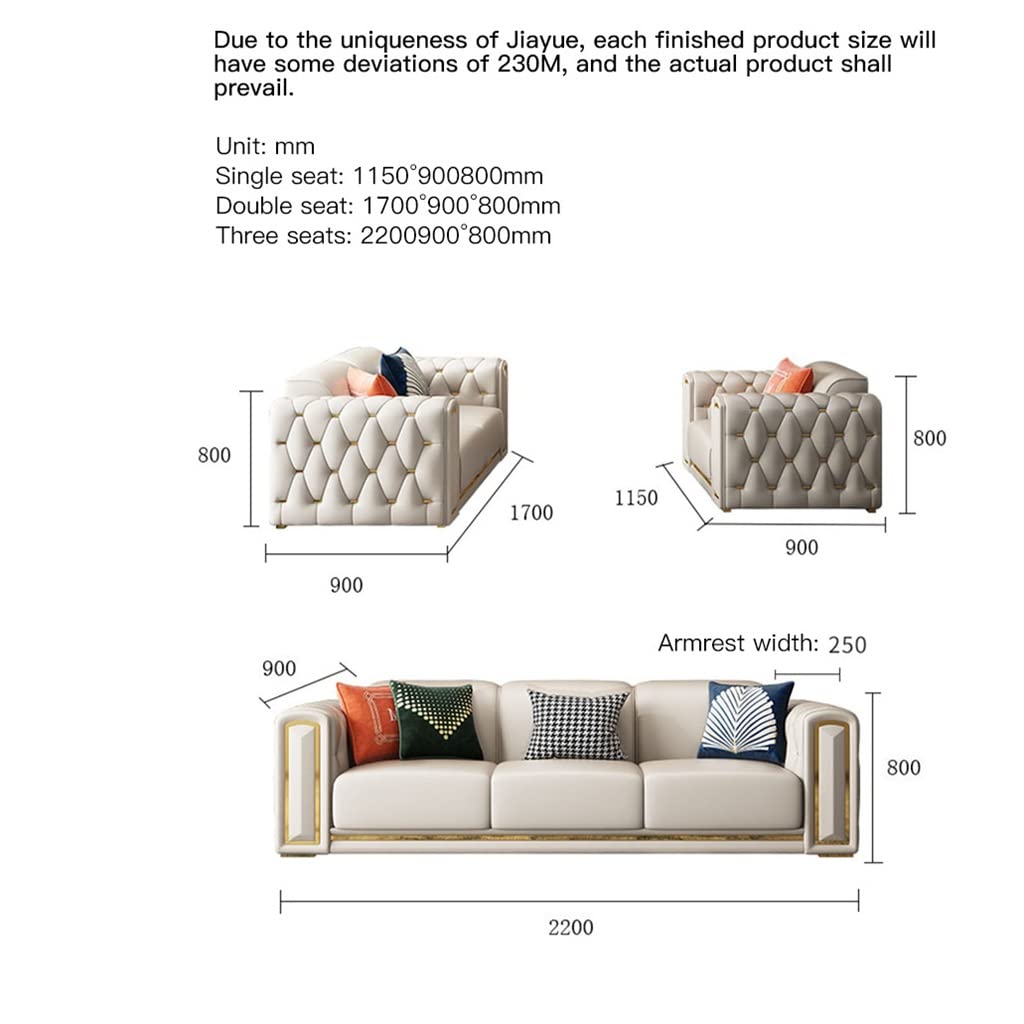 YASEZ Italian American Leather Sofa Living Room Apartment Three Adjustable Sofa Furniture