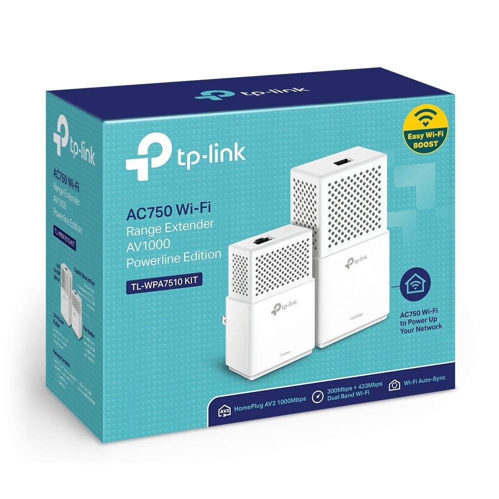 TP-Link AV1000 - TL-WPA7510 KIT Powerline Wi-Fi Extender Gigabit Port, Noise Suppression Design, Plug & Play, Power Saving (Renewed)