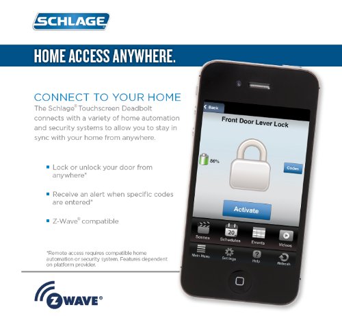 SCHLAGE FE599NX CAM 619 ACC 619 Home Keypad Lever with Nexia Home Intelligence, Satin Nickel