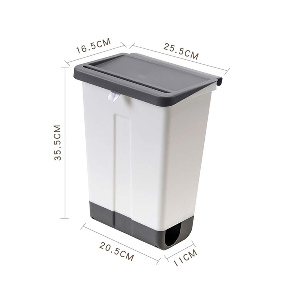 TURHAN Trashcan, Kitchen Trash Can Plastic Wall Mounted Trash Bin Waste Recycle Compost Bin Garbage Bag Holder Waste Container Bathroom Dustbin