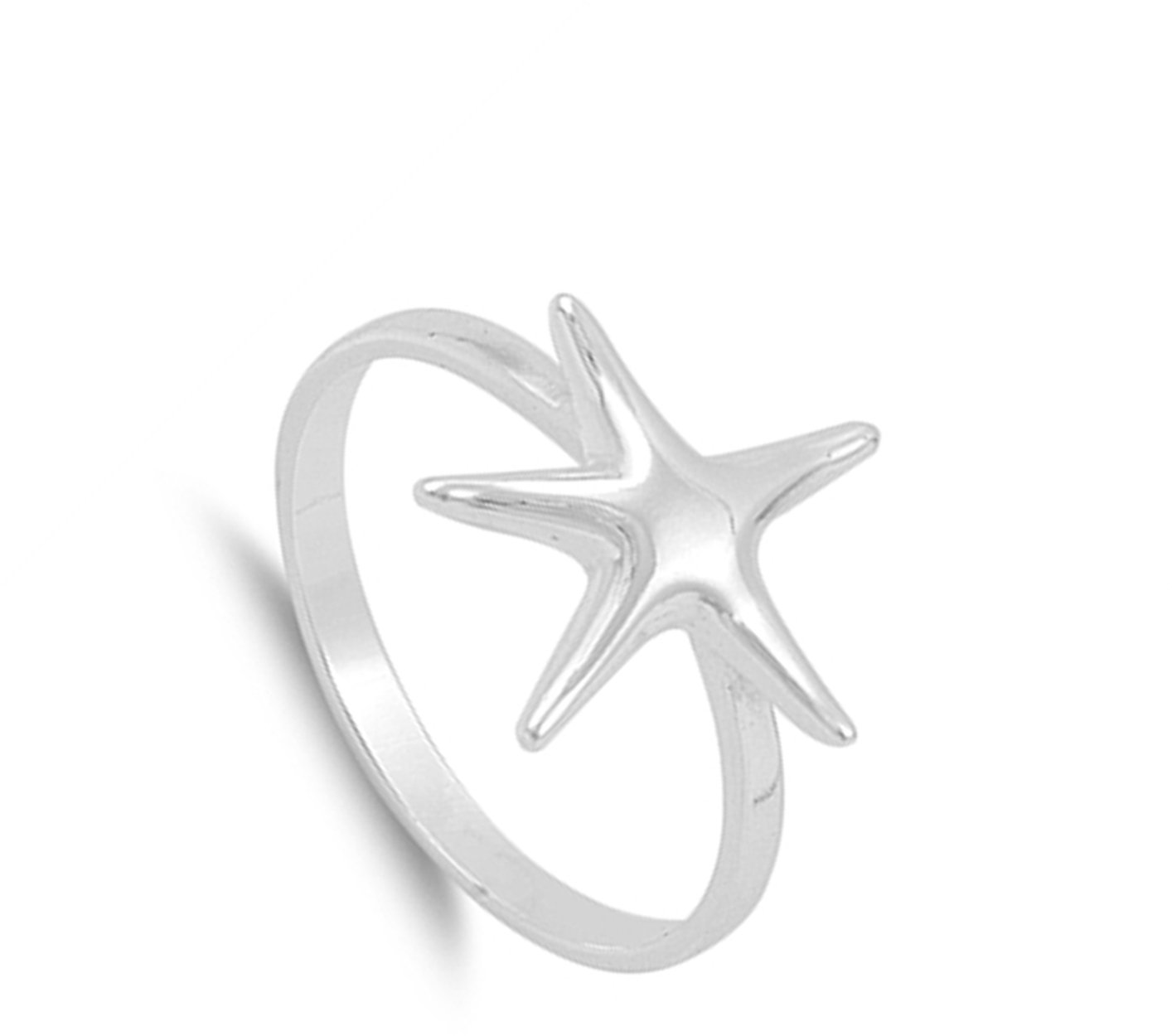 Women's Ocean Starfish Fish Promise Ring New 925 Sterling Silver Band Size 9