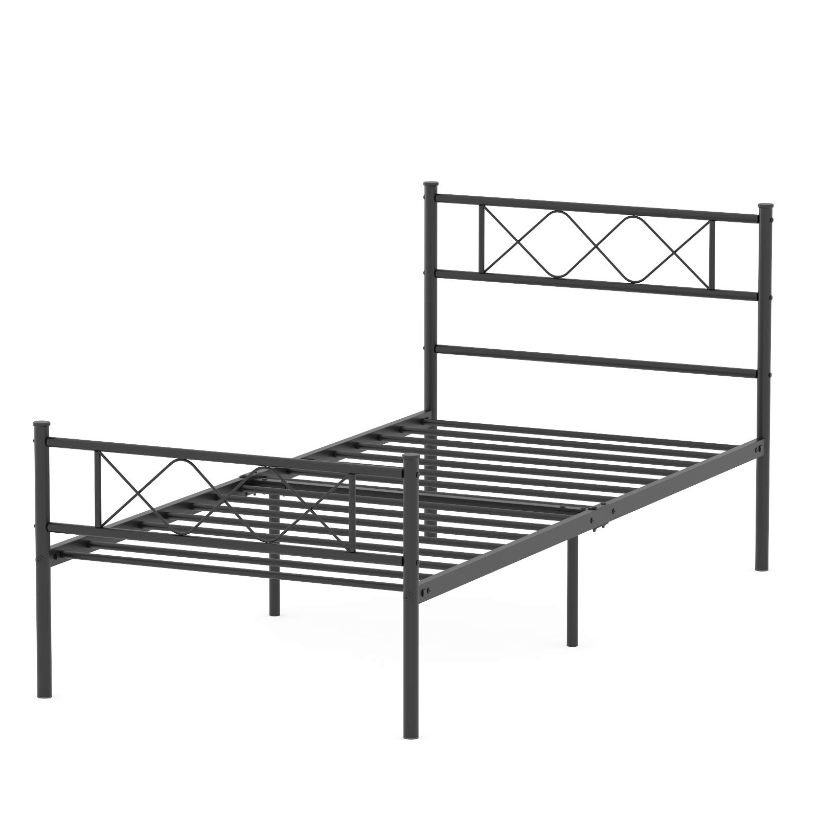 Weehom Metal Twin Bed Platform Frame Heavy Duty Steel Slat Under Bed Storage, Gold