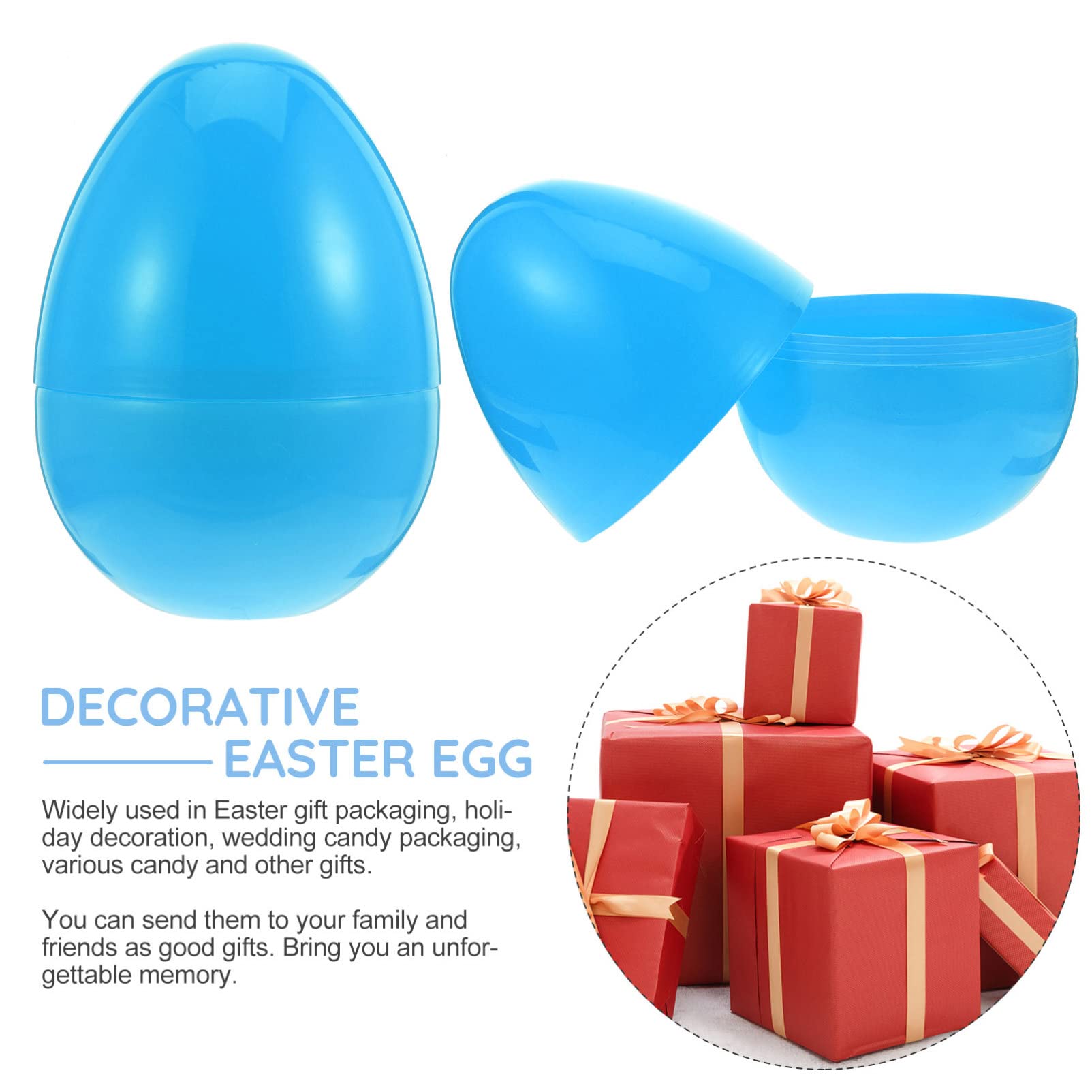 Zerodeko Plastic Easter Egg, Jumbo Eggs Empty Fillable Egg Shaped Storage Box Decorative Container Holder Treat Packaging Supplies for Candy, Cookie, Party Favors (12 x 8.5in, Blue)
