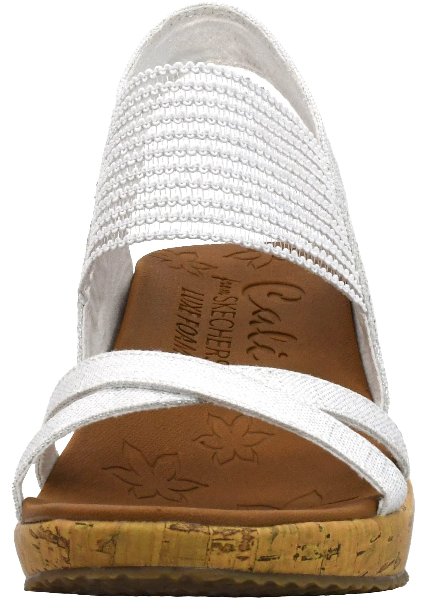 Skechers Women's Beverlee - High Tea Wedge Sandal, White, 7.5 M US