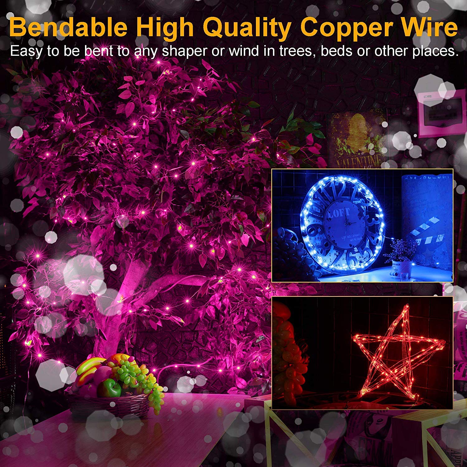 VOOKRY 8 Pack 30 LED Fairy Lights Battery Operated-10ft Mini Copper Wire String Lights Firefly Starry Moon Lights for DIY Crafts Wedding Party Table Centerpieces Bedroom Costume Christmas(Multicolor)