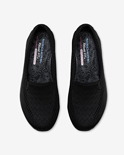 Skechers Women's Reggae Fest-Willows Loafer Flat, Black, 6 Wide